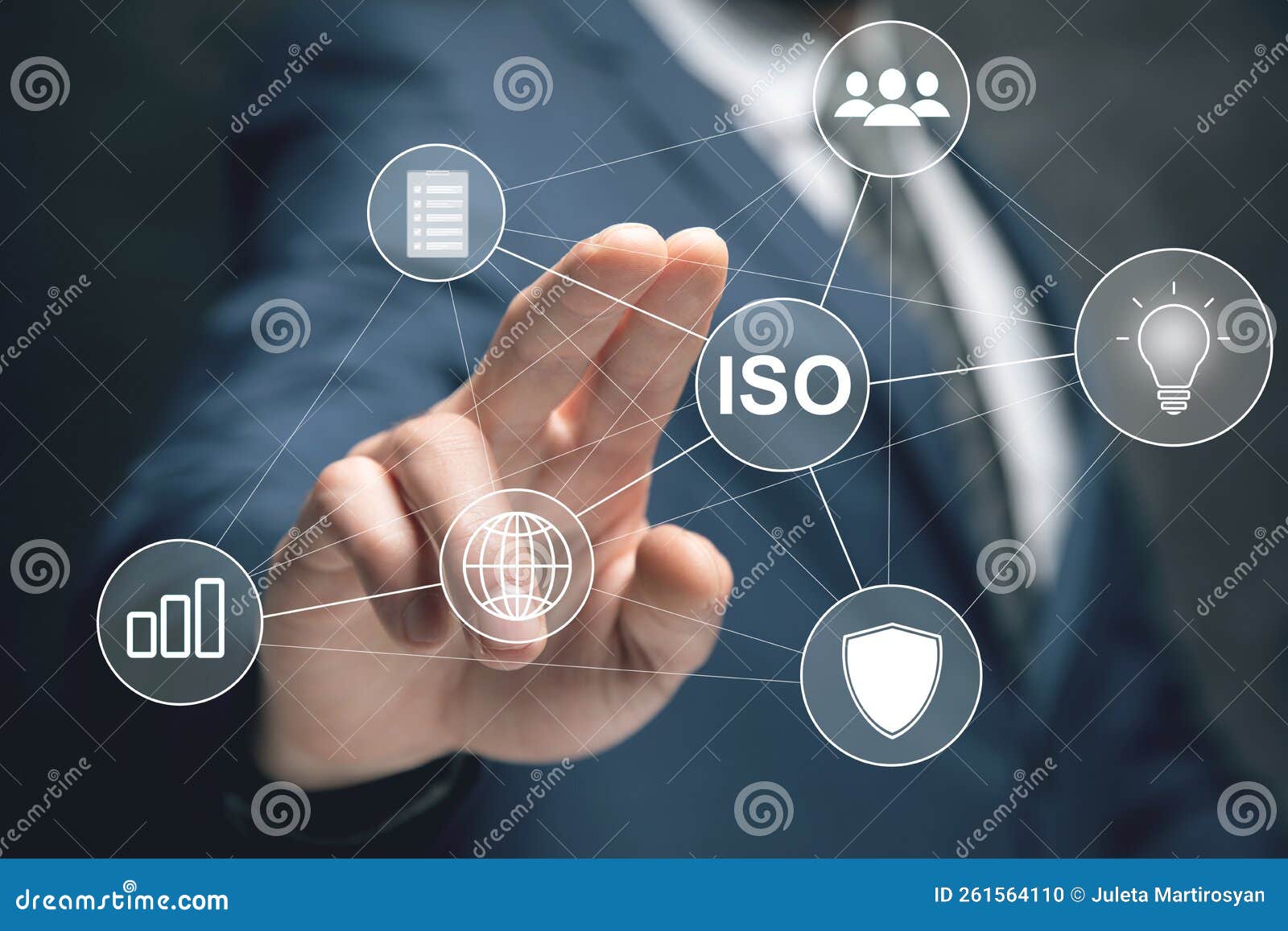 ISO and Icons on a Virtual Screen Stock Photo - Image of certified ...