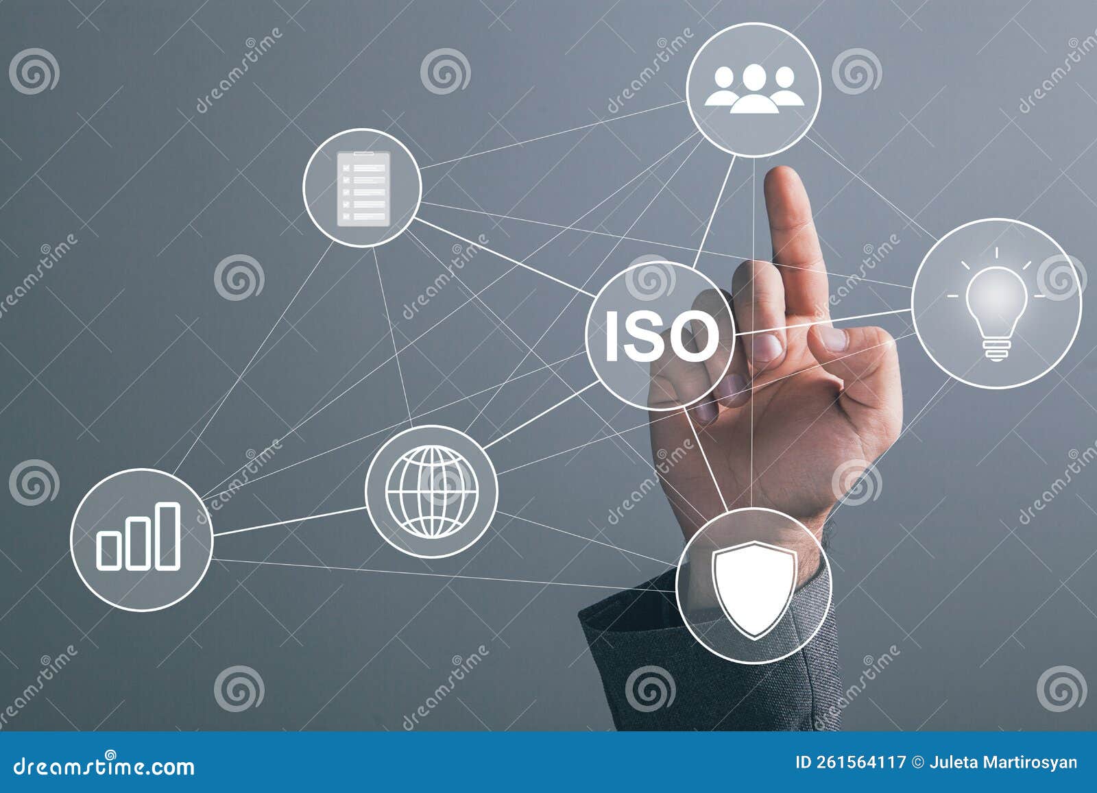 ISO and Icons on a Virtual Screen Stock Image - Image of hand, icons ...