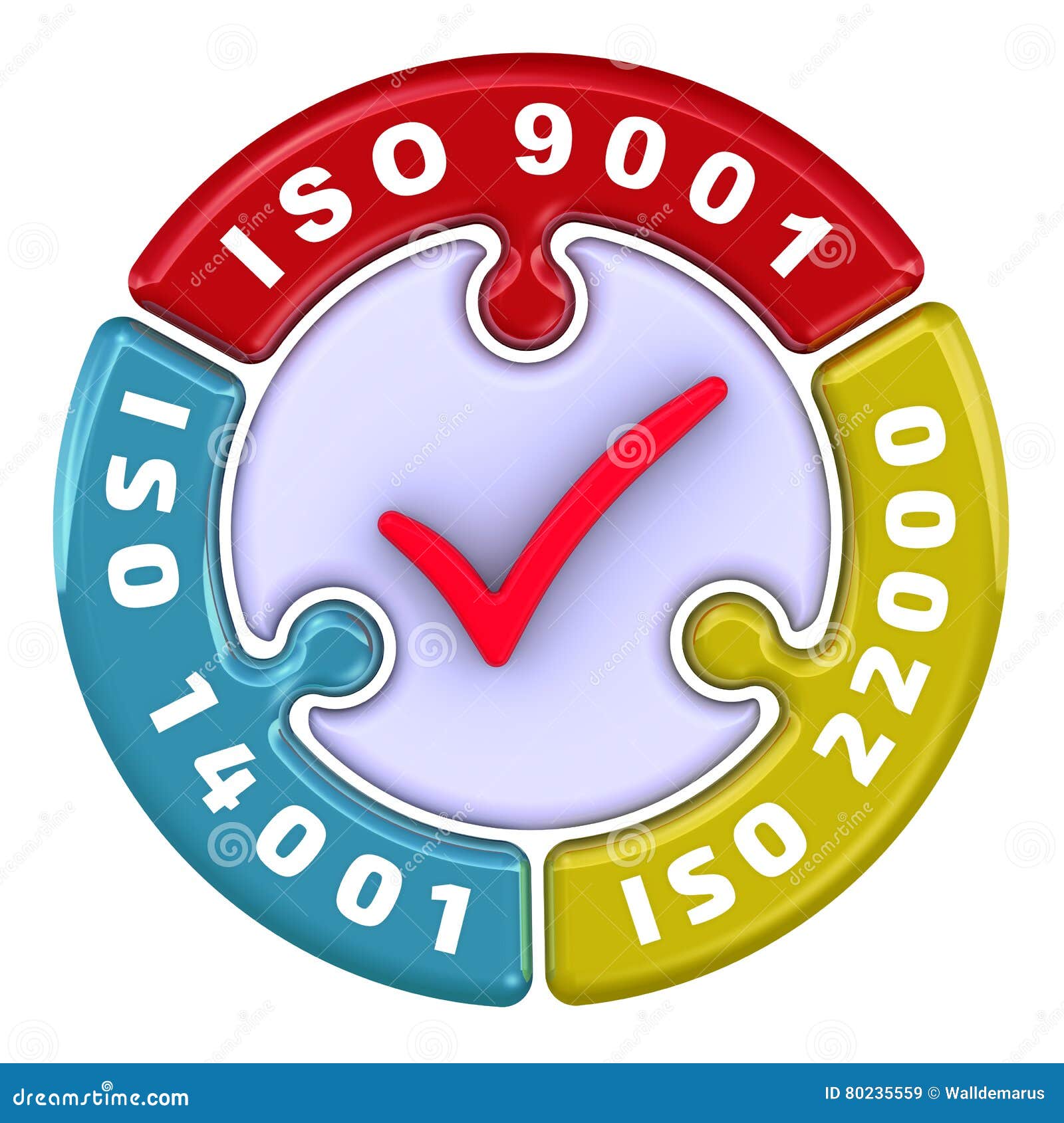 ISO 9001, ISO 14001, ISO 22000. the Check Mark in the Form of a Puzzle ...