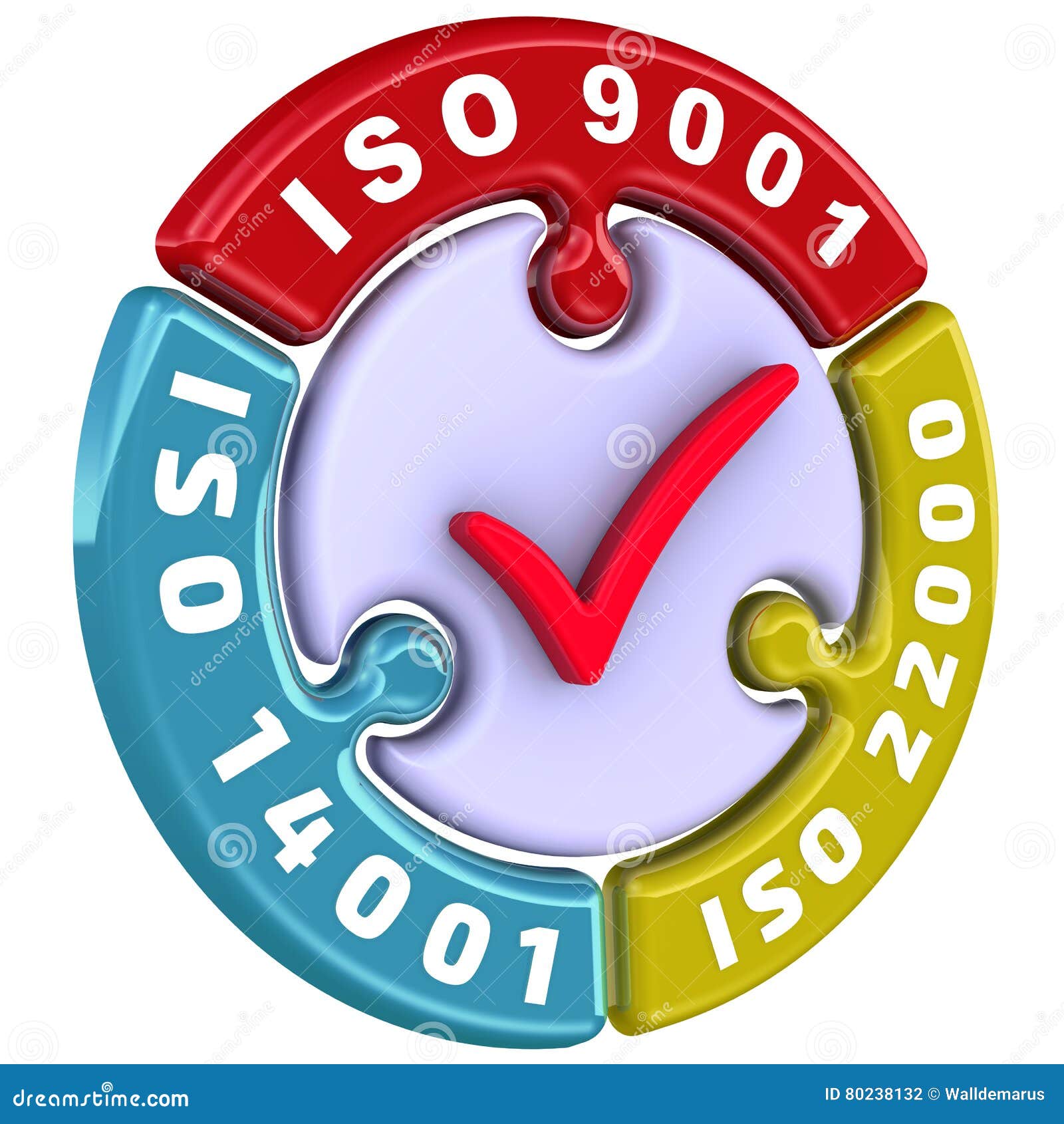 ISO 9001, ISO 14001, ISO 22000. the Check Mark in the Form of a Puzzle ...