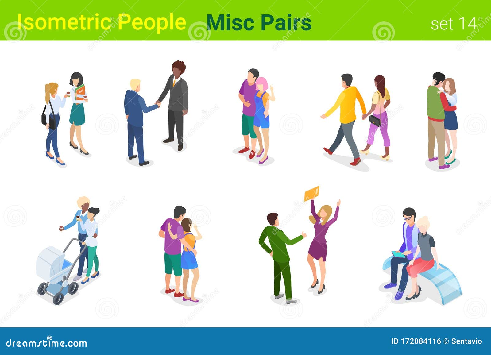 Isometric Casual People Flat Vector Collection. Couple of People ...