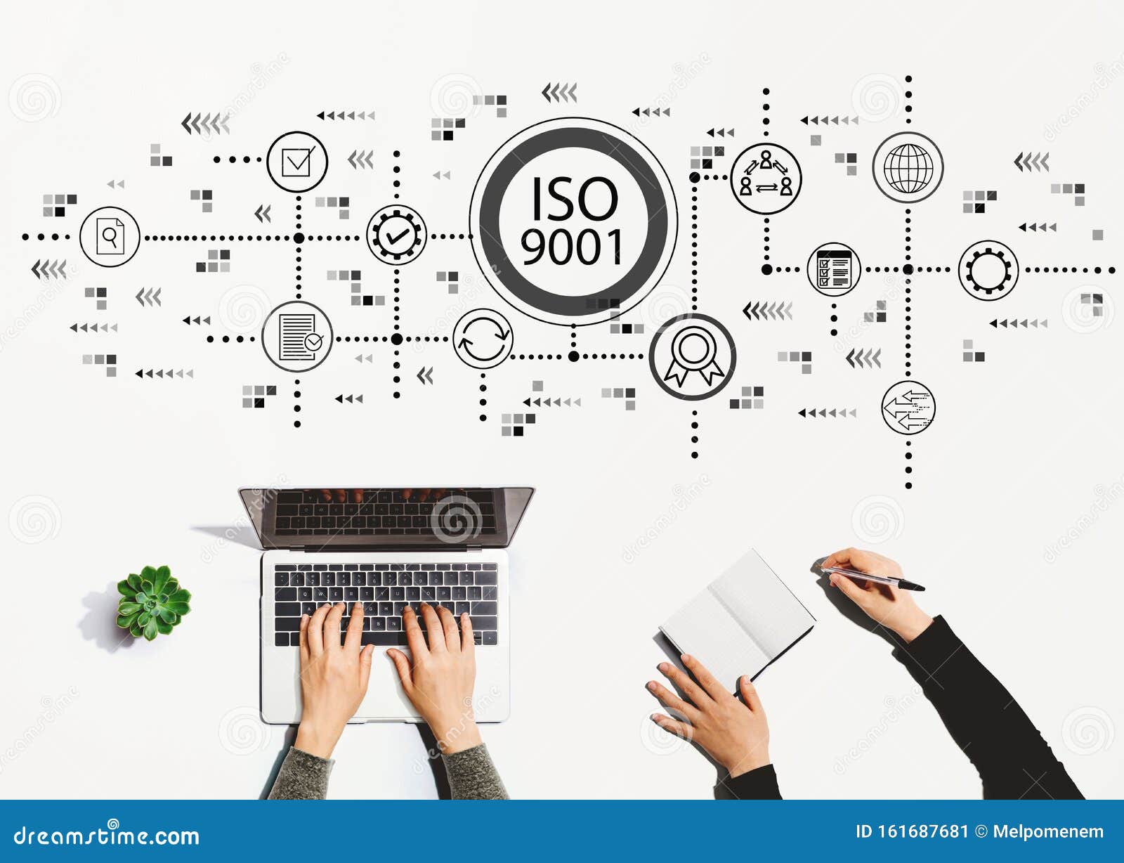 ISO 9001 with People Working Together Stock Illustration - Illustration ...
