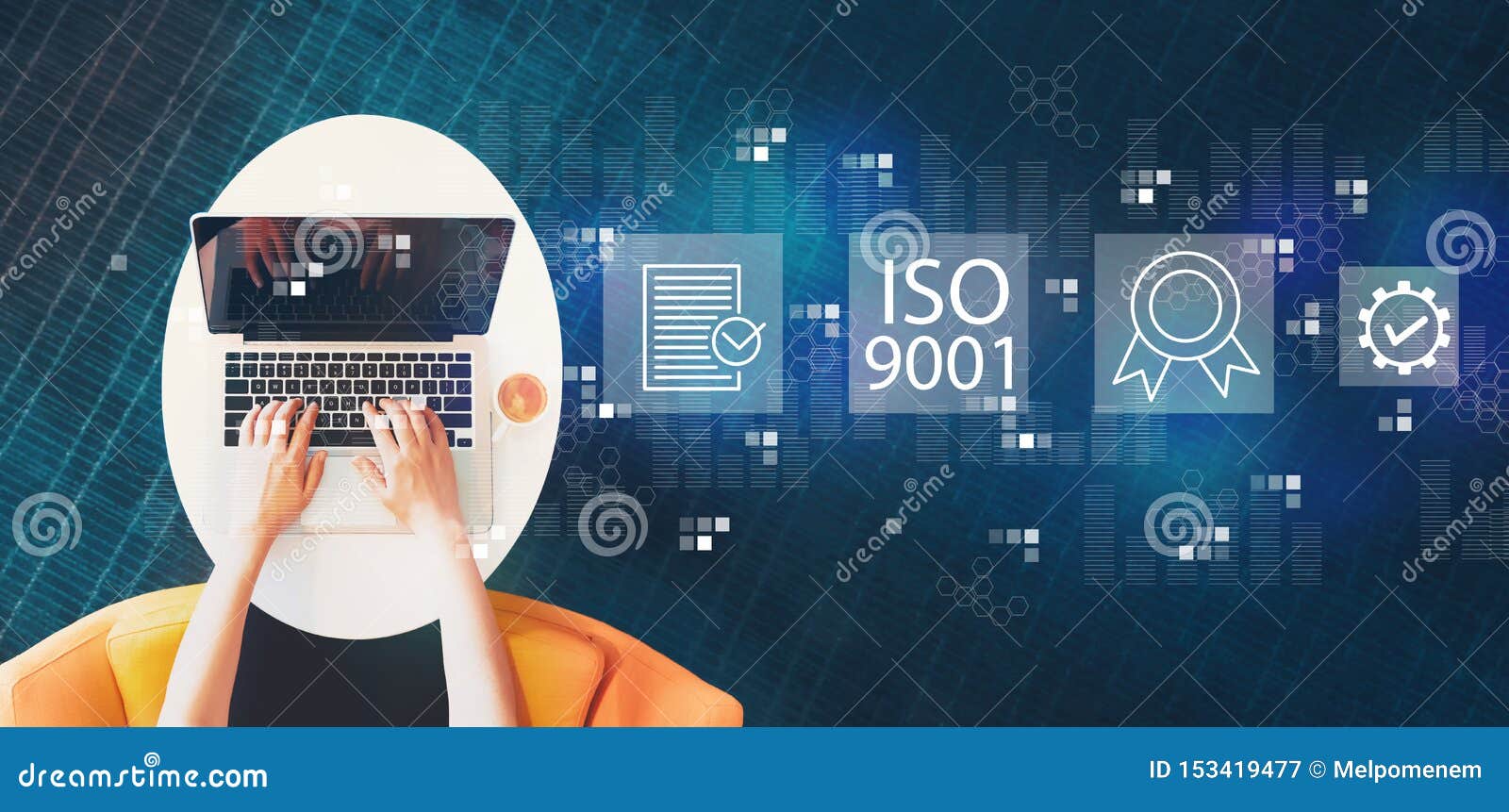 ISO 9001 with Person Using a Laptop Stock Image - Image of carpet ...