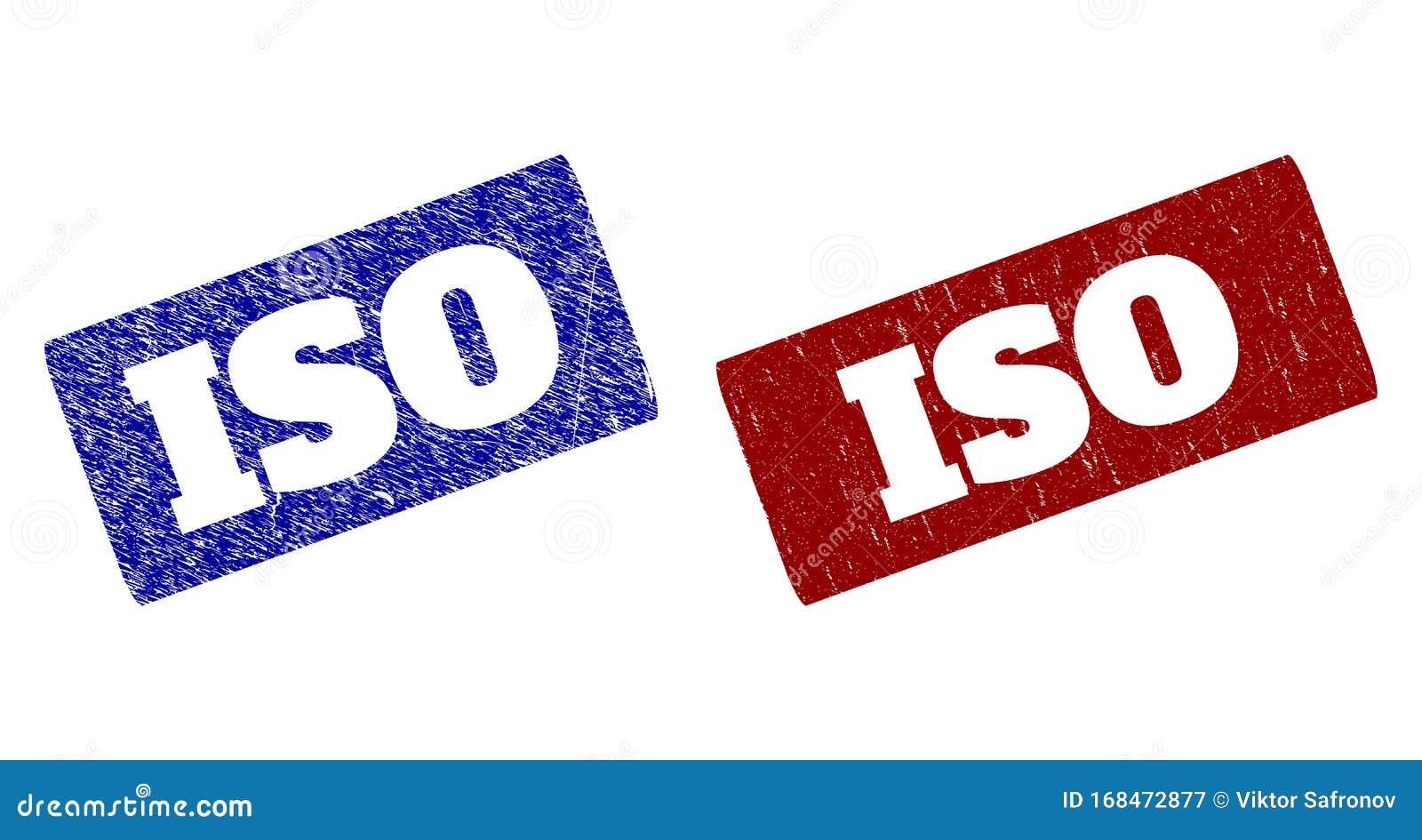 ISO Red and Blue Rounded Rectangular Stamp Seals with Corroded Textures ...