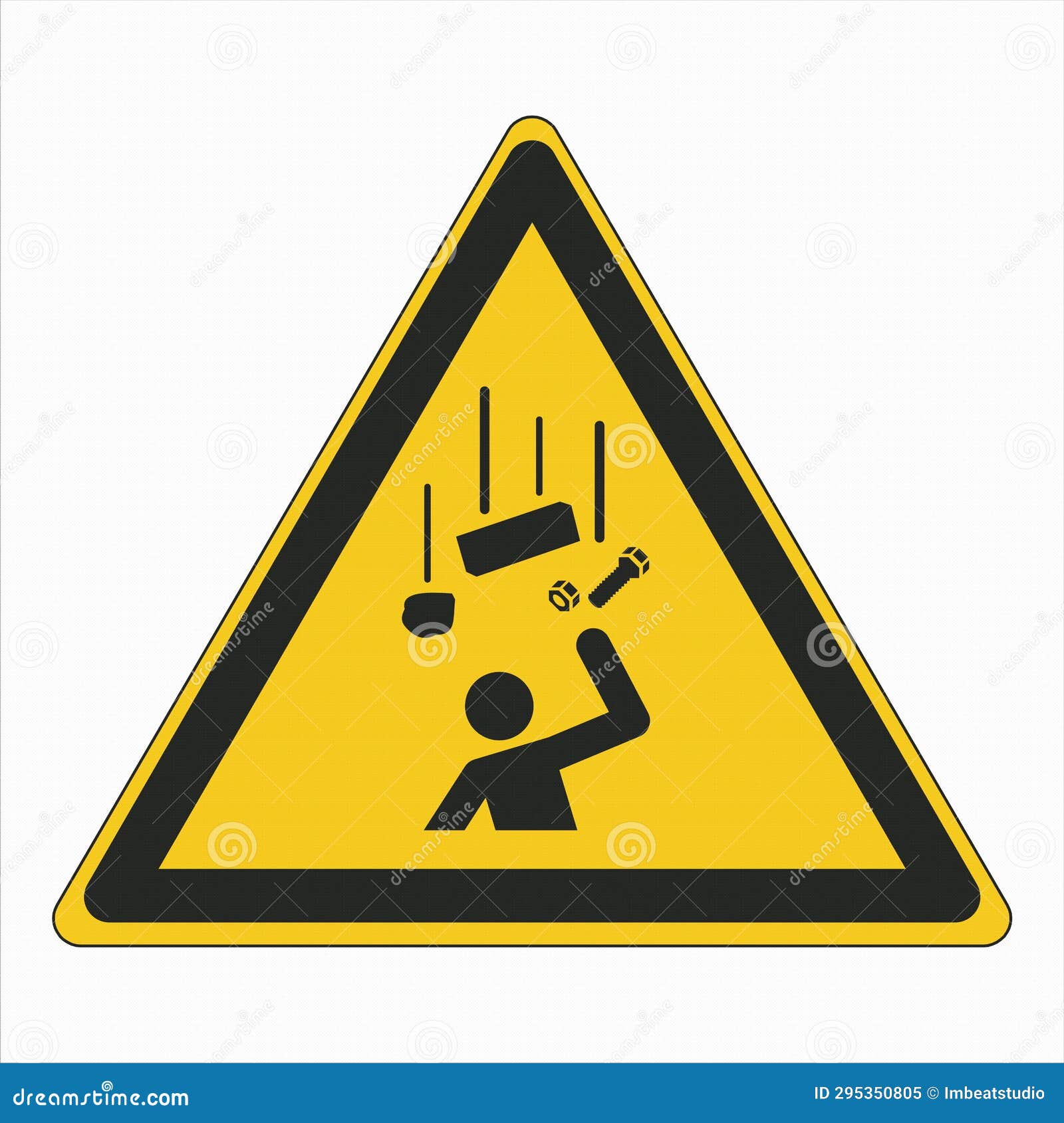 W035 ISO 7010 Registered Safety Signs Warnings Falling Objects Stock ...