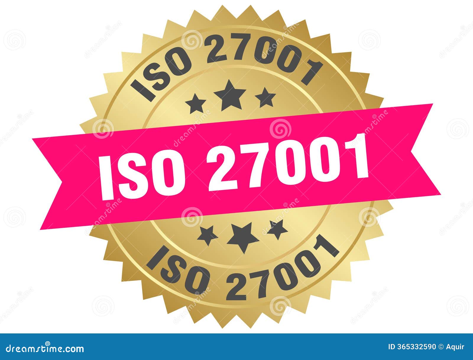 The Gold Iso 27001 And Gear On Black Background 3d Rendering Stock ...