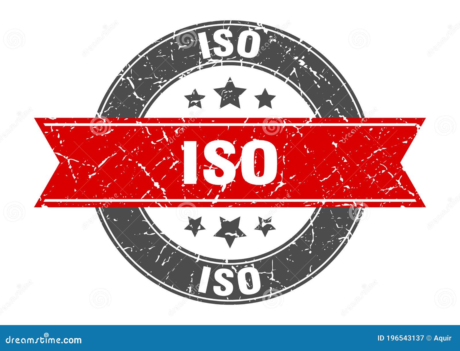 Iso Round Stamp with Ribbon. Label Sign Stock Vector - Illustration of ...