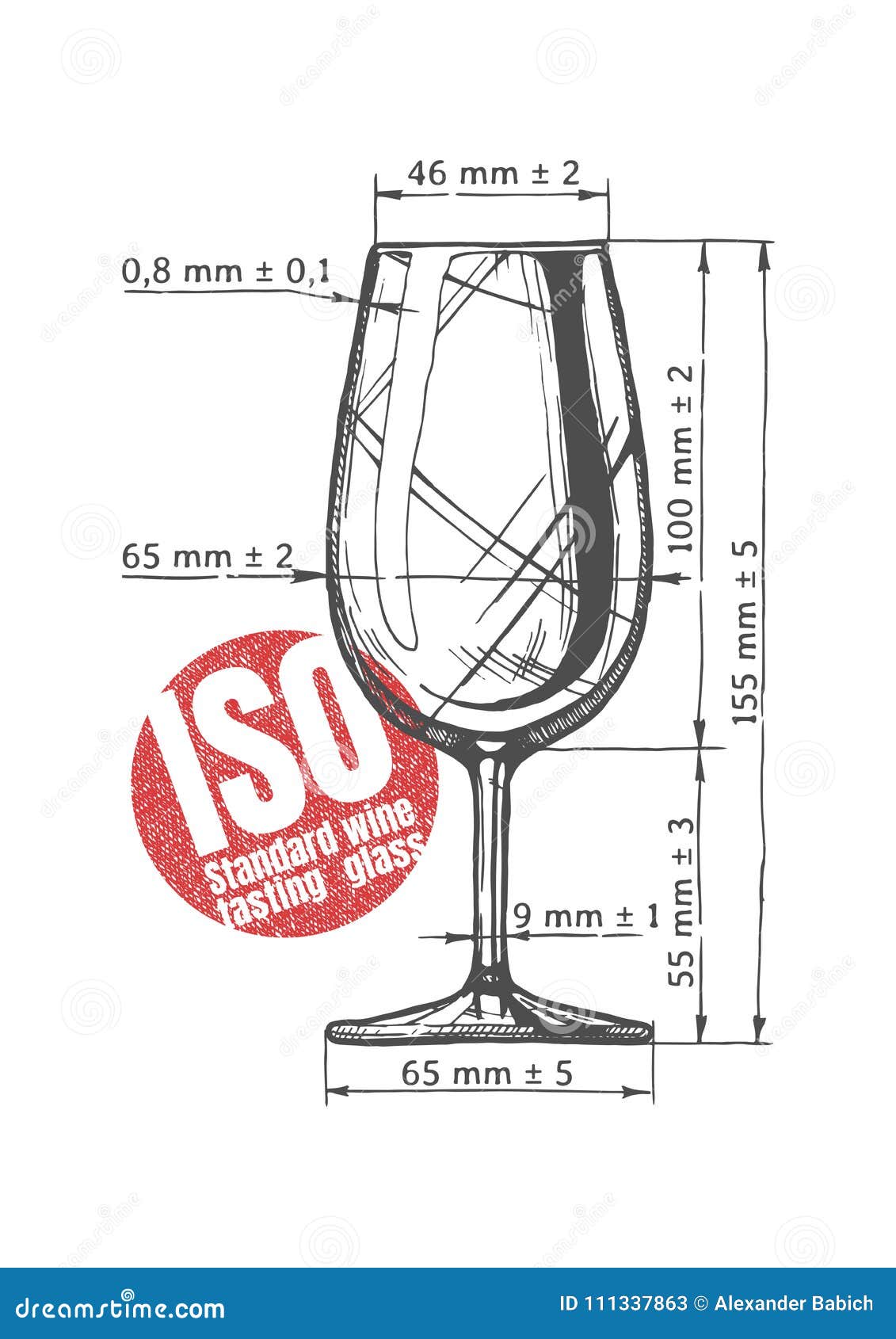 Iso Standard Wine Tasting Glass Stock Vector Illustration Of Poster Engraved 111337863