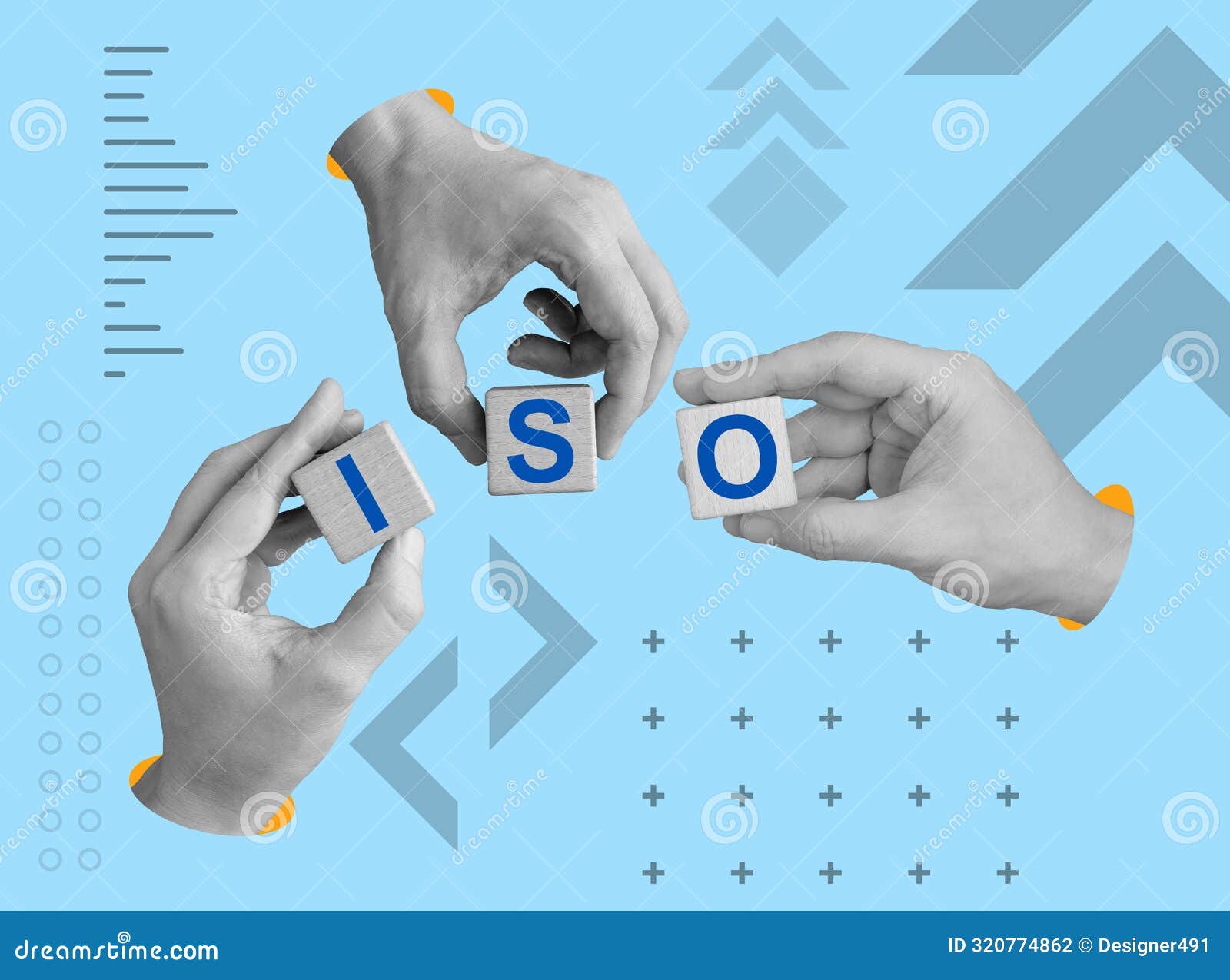 ISO Standards and Certification Concept. Collage with Hands Holding ...