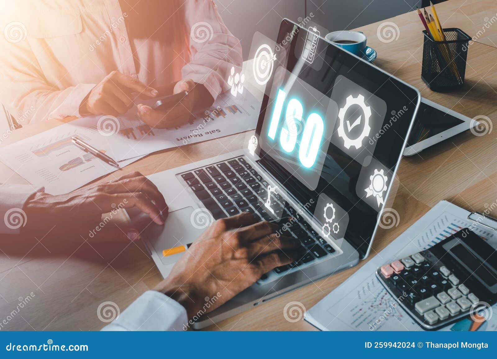 ISO Standards Quality Control Concept, Business Team Discussing Data ...