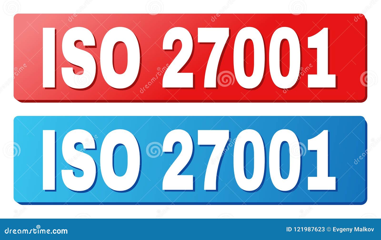 ISO 27001 Text on Blue and Red Rectangle Buttons Stock Vector ...