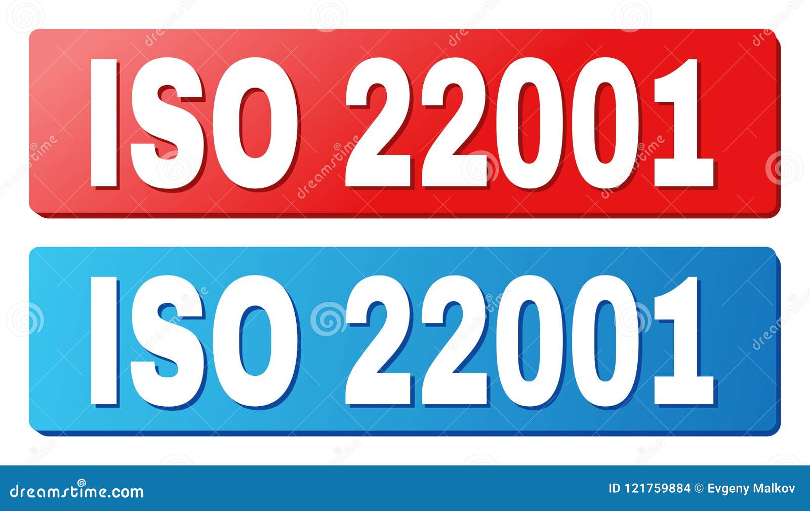 ISO 22001 Caption on Blue and Red Rectangle Buttons Stock Vector ...