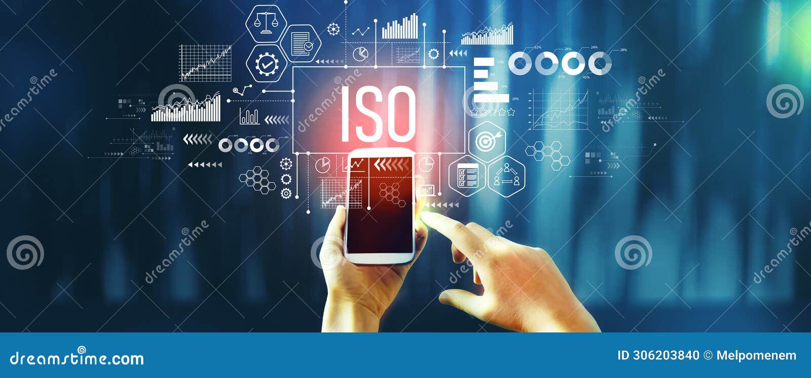 ISO Theme with Person Using Smartphone Stock Photo - Image of ...