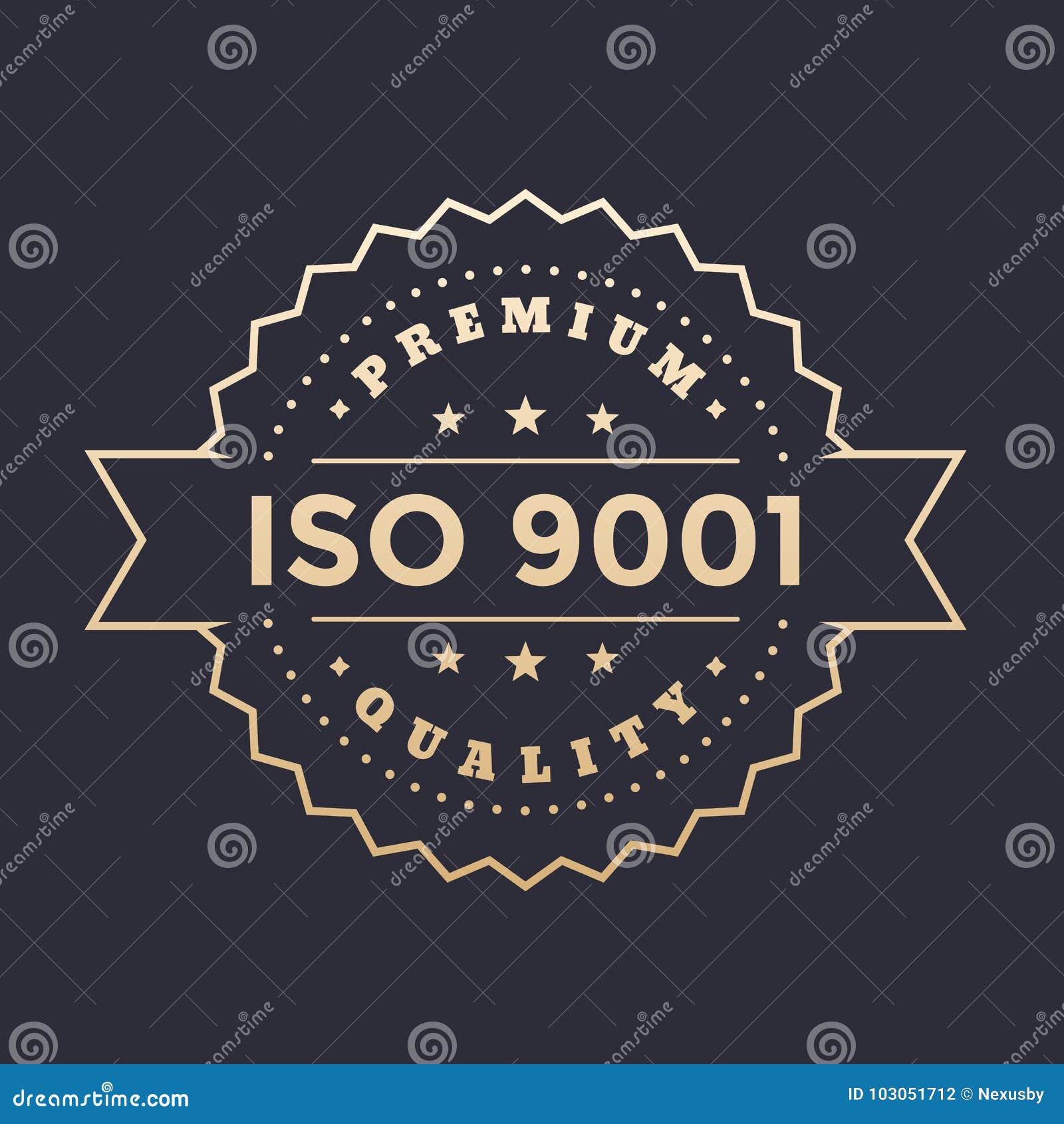 ISO 9001 vector badge stock vector. Illustration of gold - 103051712