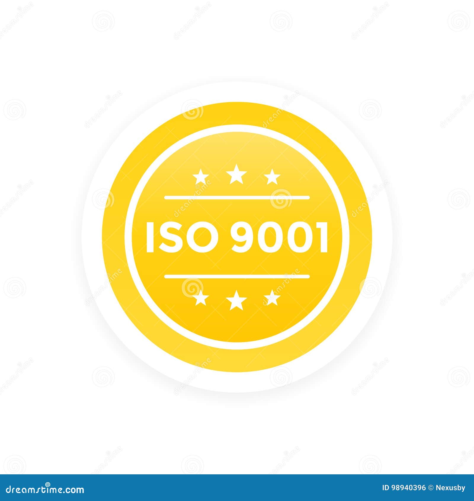 ISO 9001 vector label stock vector. Illustration of checked - 98940396