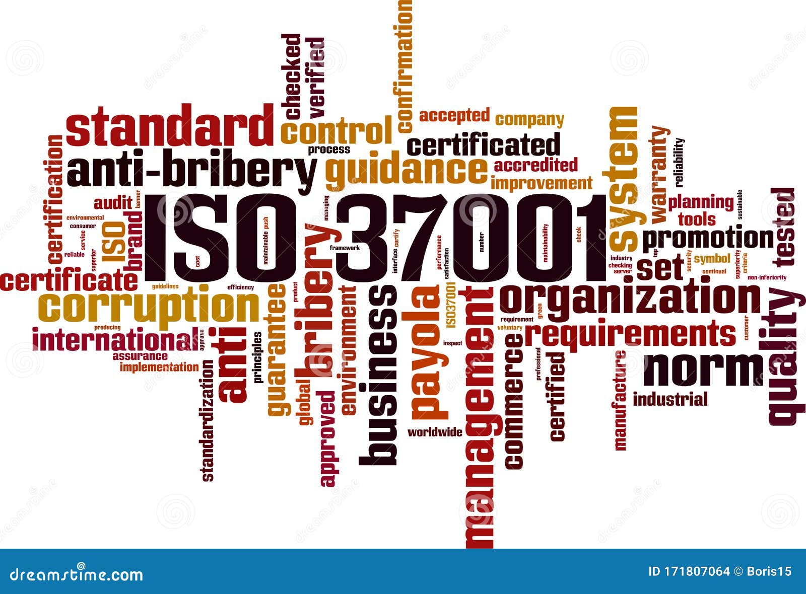 Iso 37001 word cloud illustration de vecteur. Illustration du qualité ...