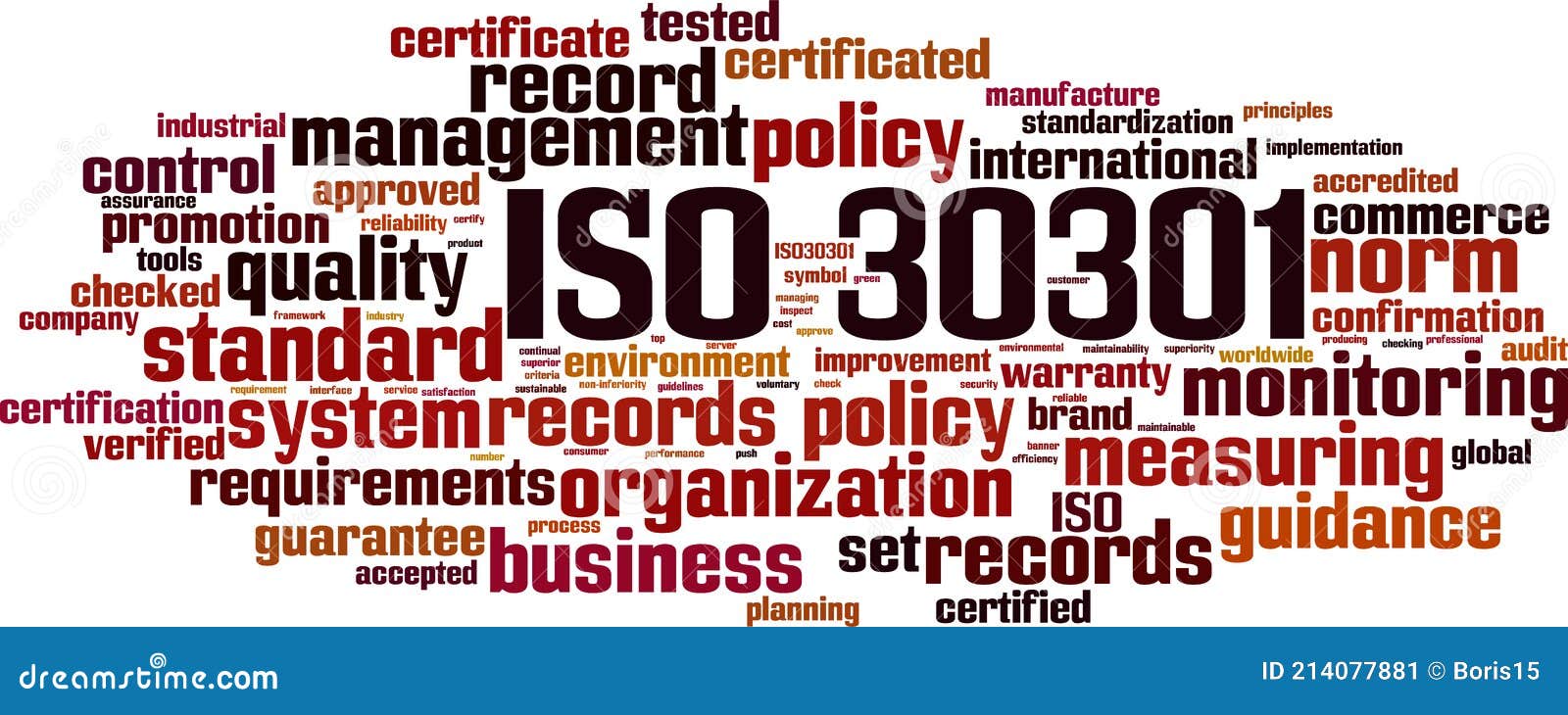 ISO 30301 word cloud stock vector. Illustration of norm - 214077881