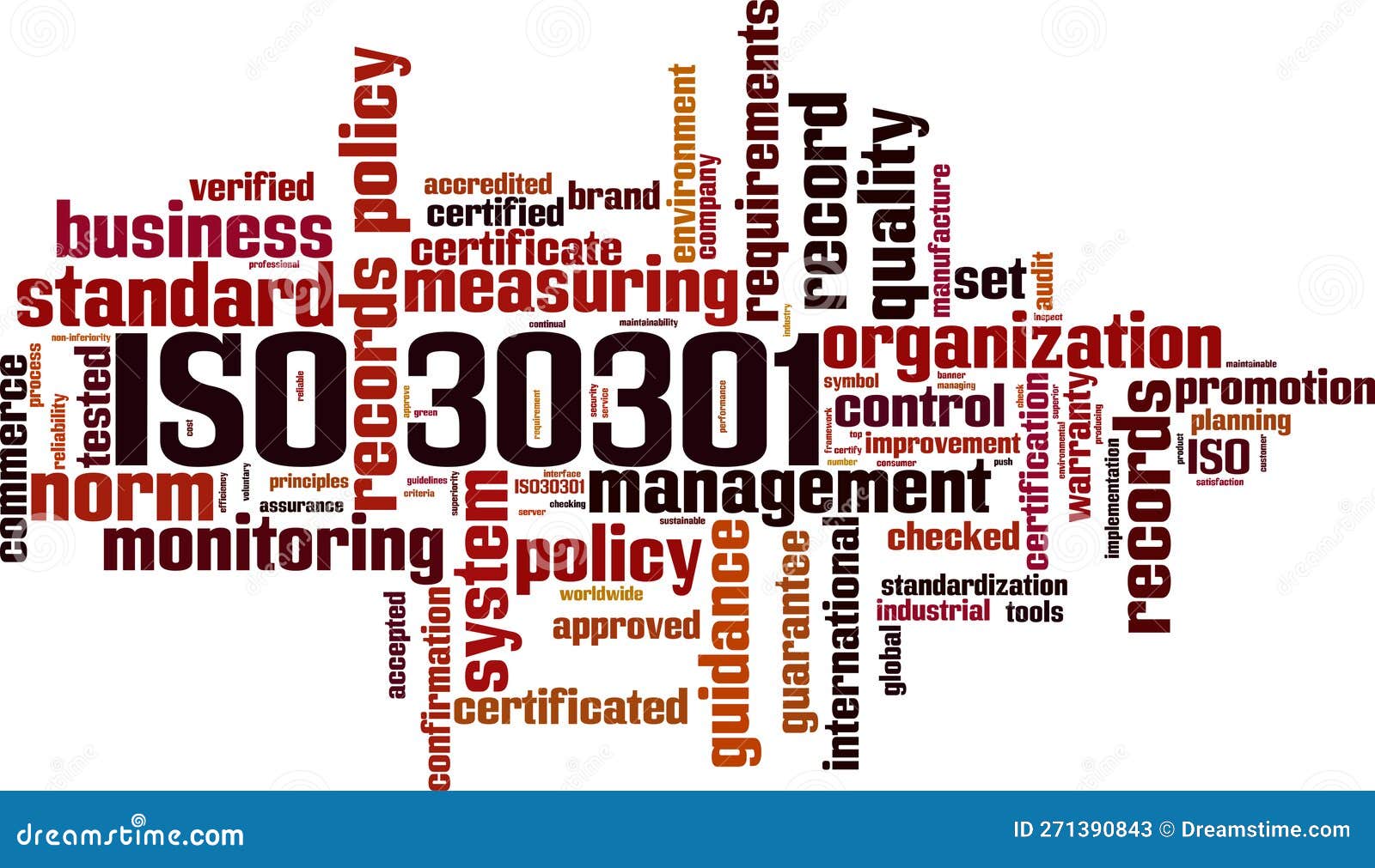 ISO 30301 word cloud stock vector. Illustration of management - 271390843