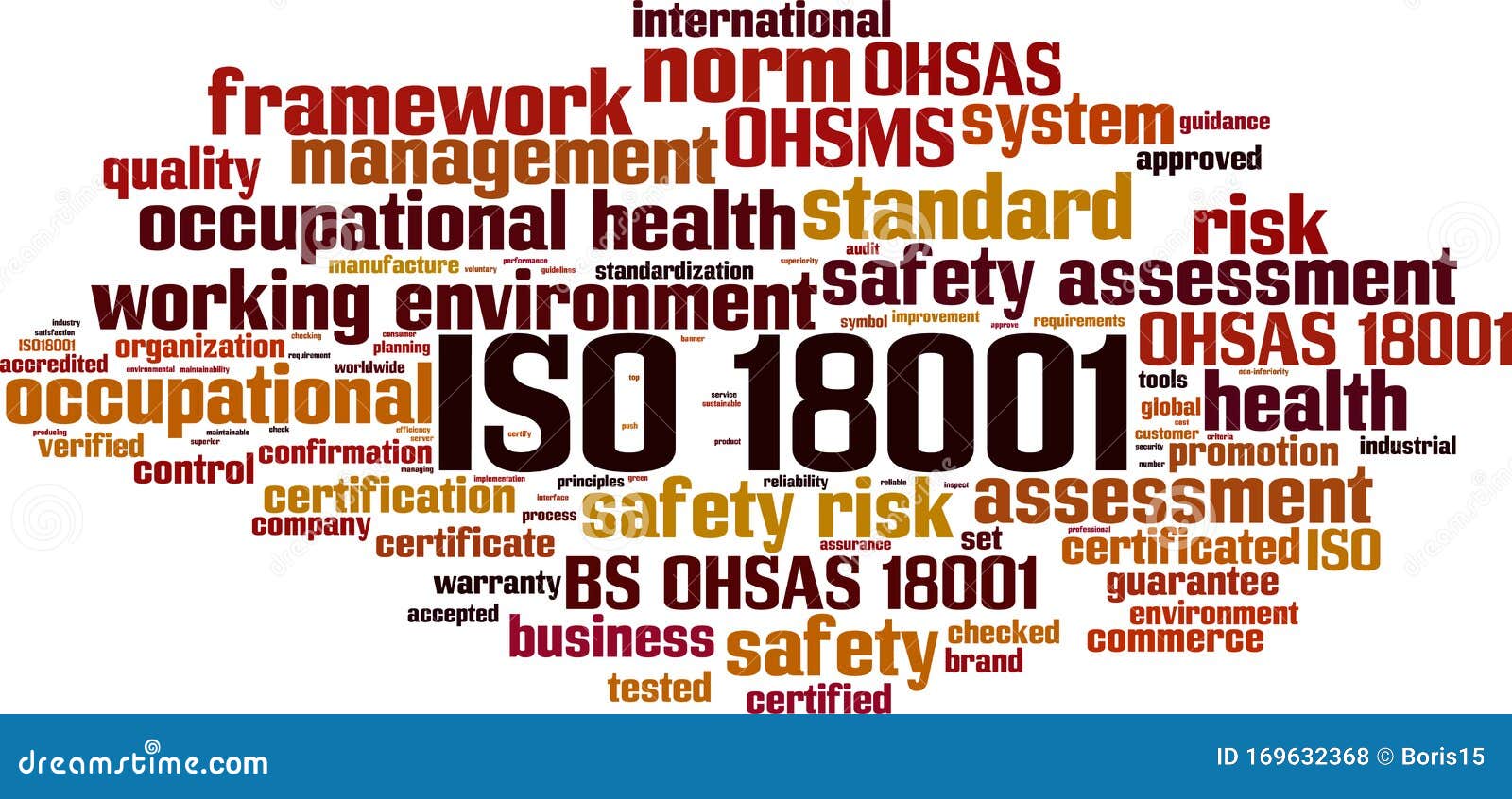 ISO 18001 word cloud stock vector. Illustration of measuring - 169632368