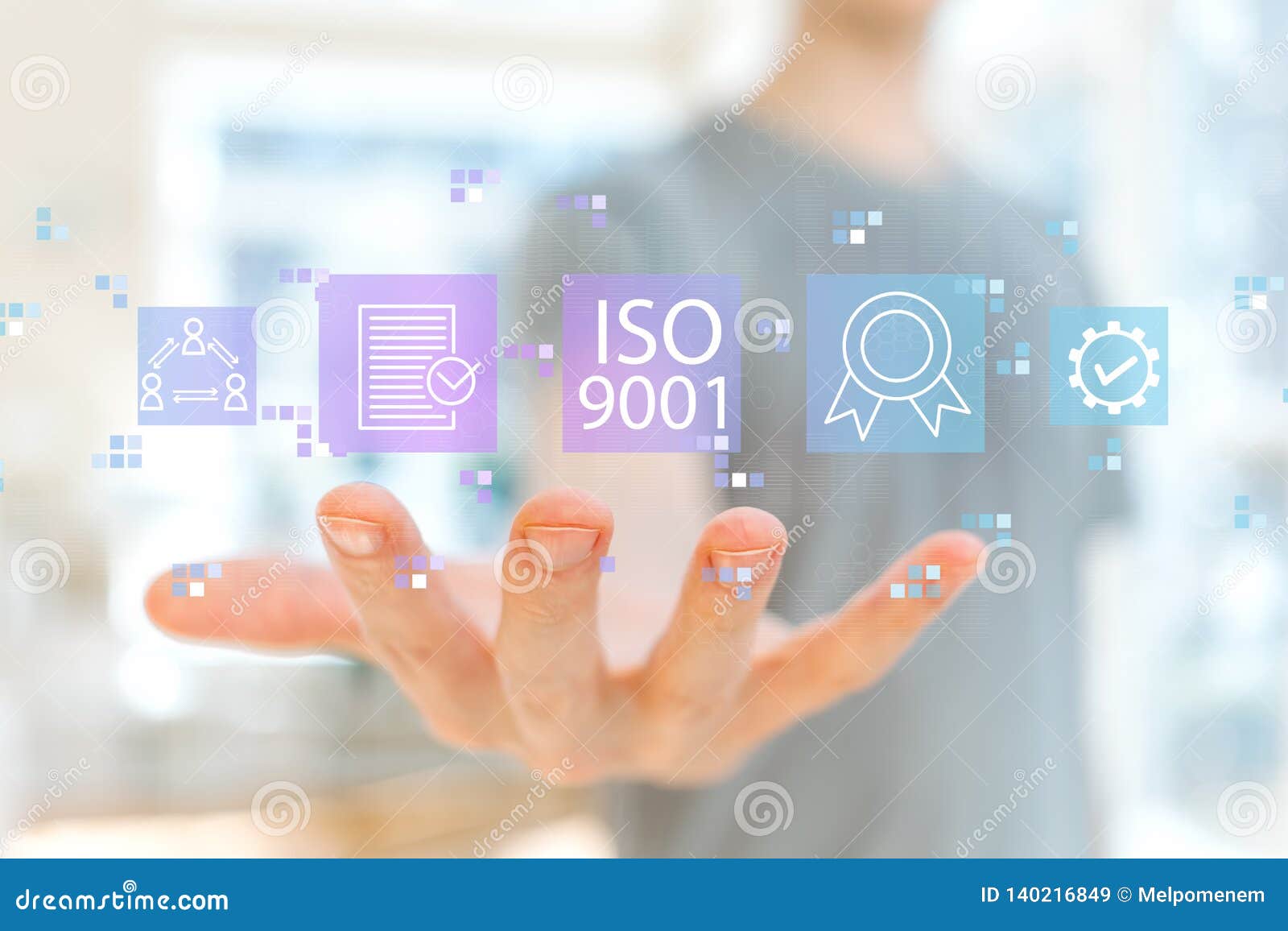 ISO 9001 with young man stock image. Image of palm, flowchart - 140216849