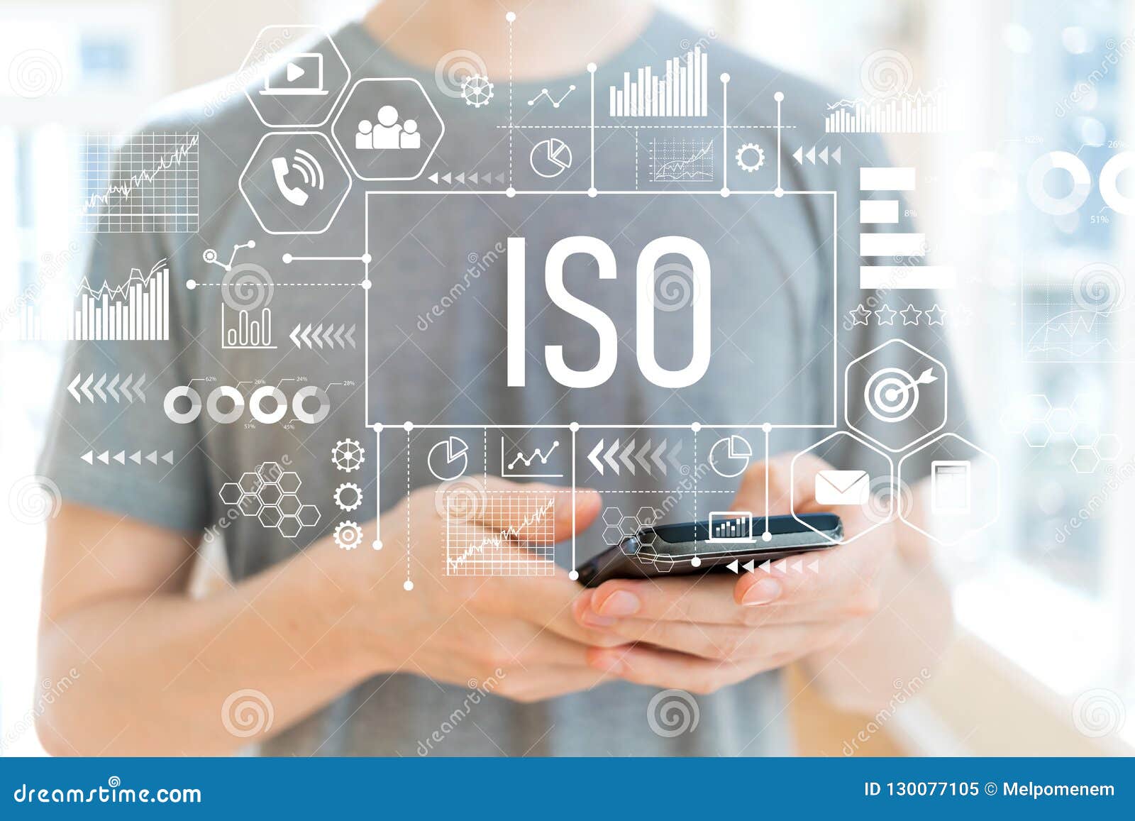 ISO with Man Using a Smartphone Stock Image - Image of smart, business ...