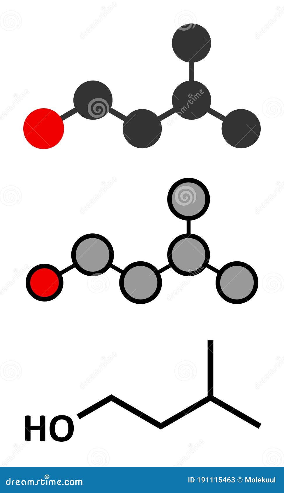 Isoamyl Alcohol Molecule. Atoms Are Represented As Spheres With ...