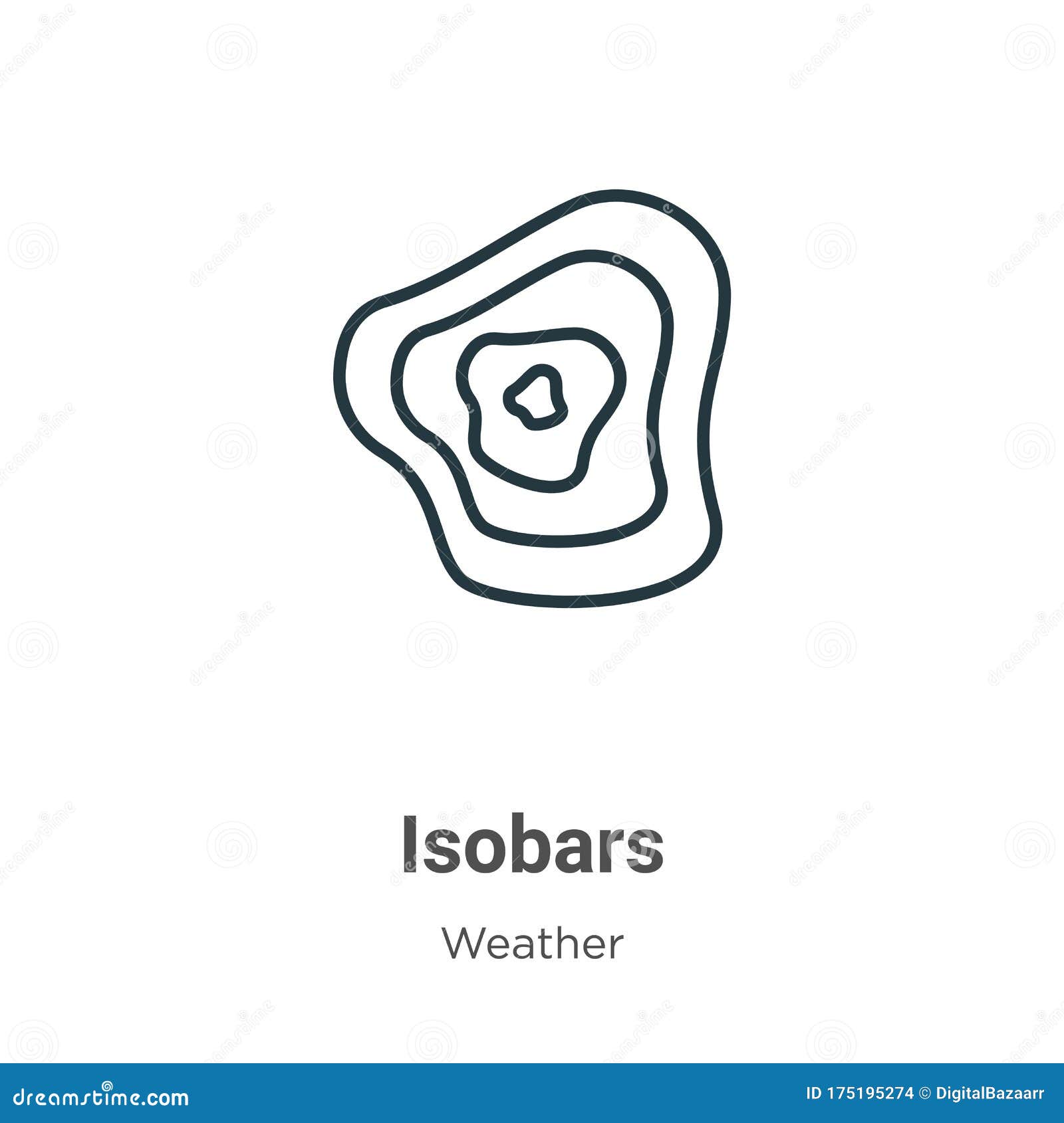 Isobars Outline Vector Icon. Thin Line Black Isobars Icon, Flat Vector ...