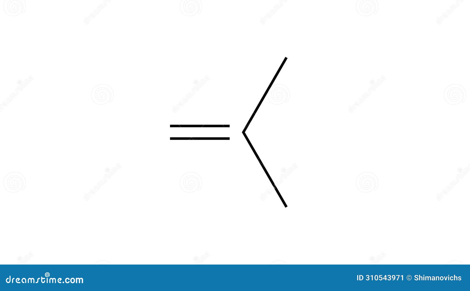 Isobutylene Molecule, Structural Chemical Formula, Ball-and-stick Model ...