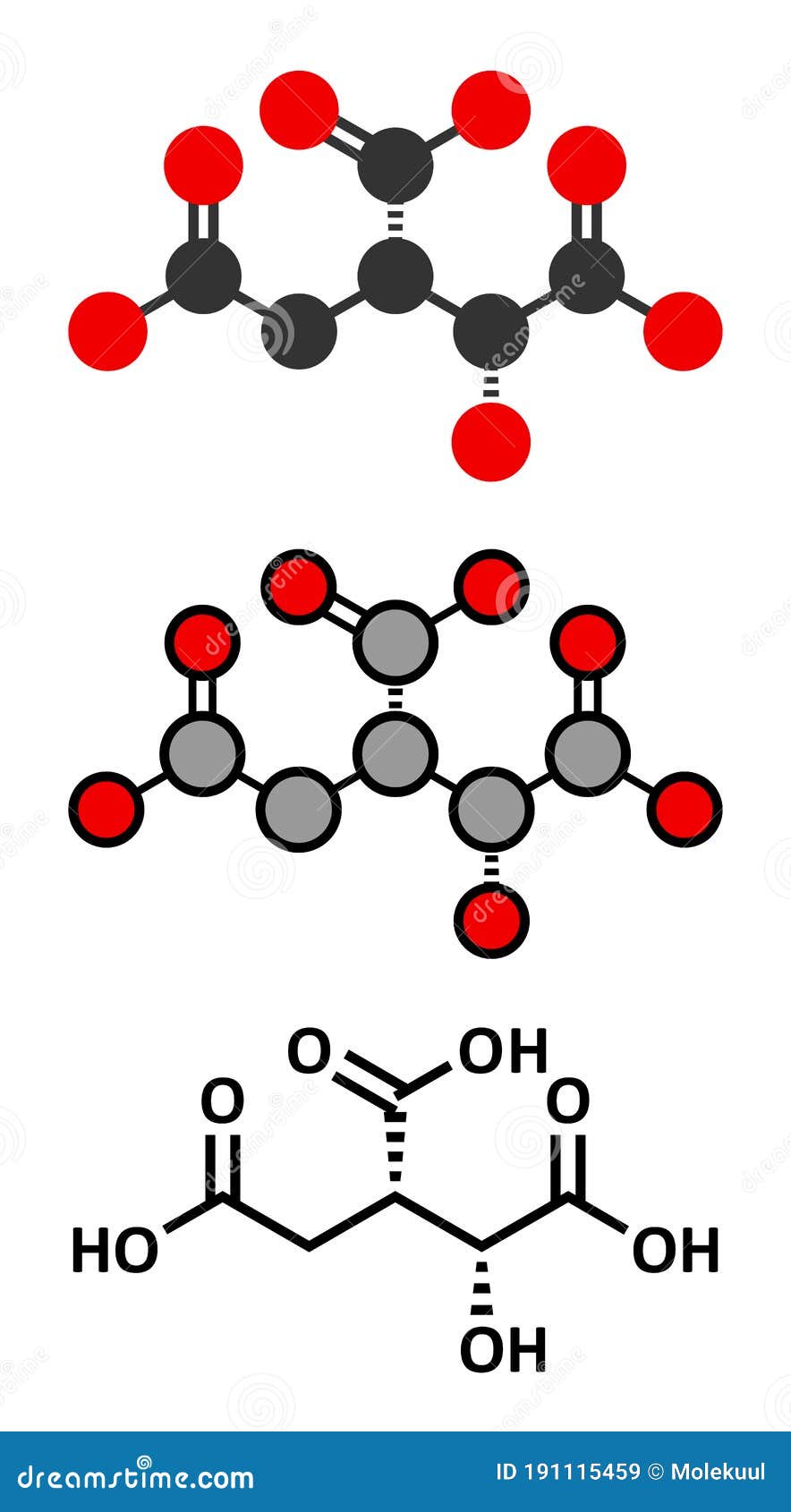 Isocitric acid molecule stock vector. Illustration of formula - 191115459