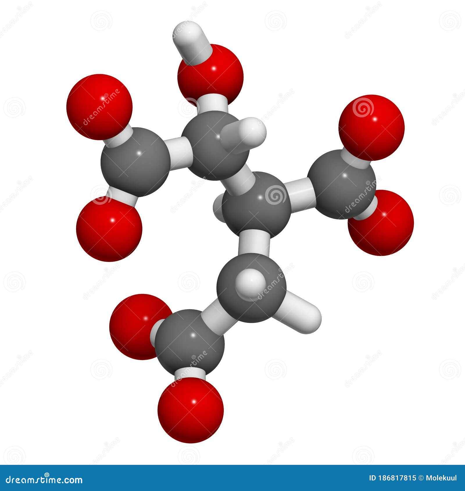 Isocitric Acid Molecule. 3D Rendering Stock Illustration - Illustration ...