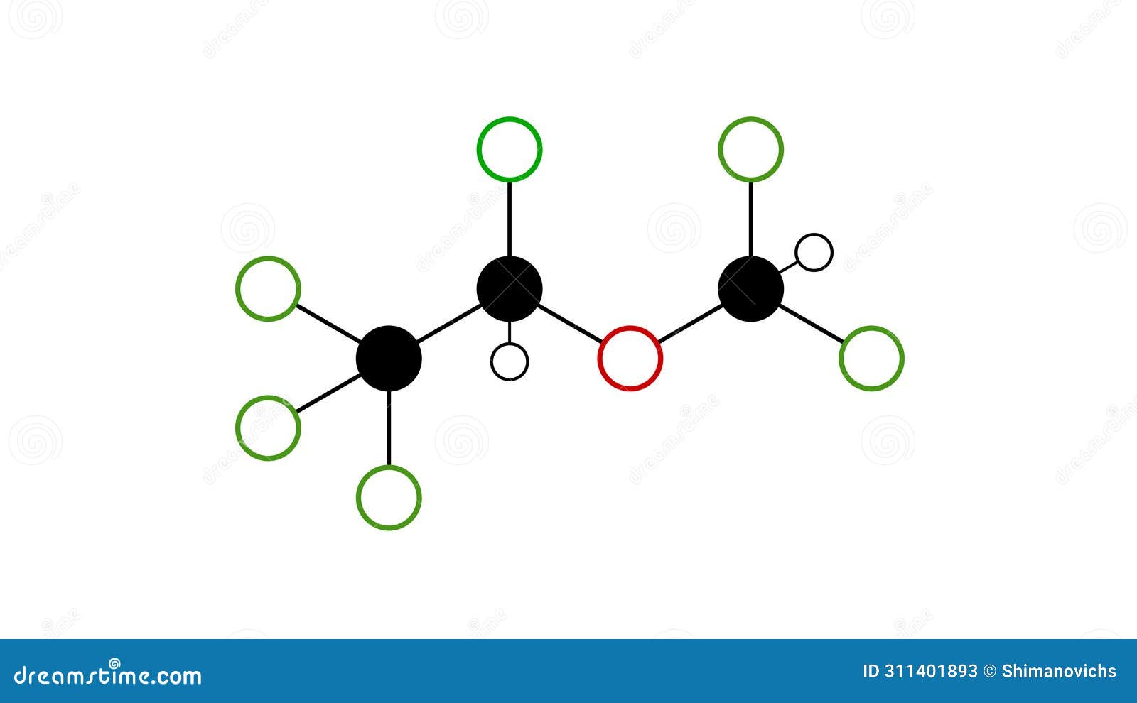 Isoflurane Molecule, Structural Chemical Formula, Ball-and-stick Model ...
