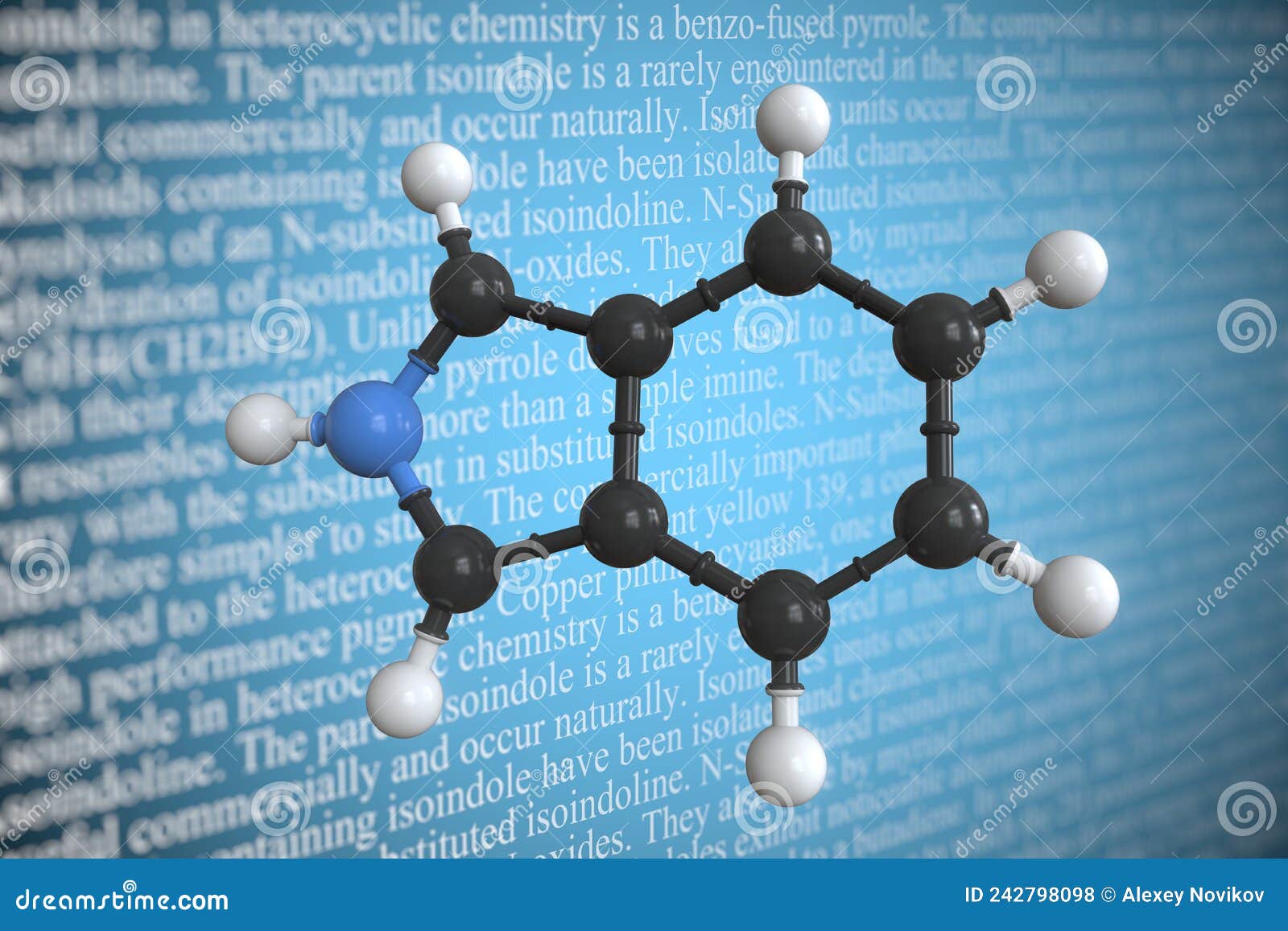 Isoindole Scientific Molecular Model, 3D Rendering Stock Illustration ...