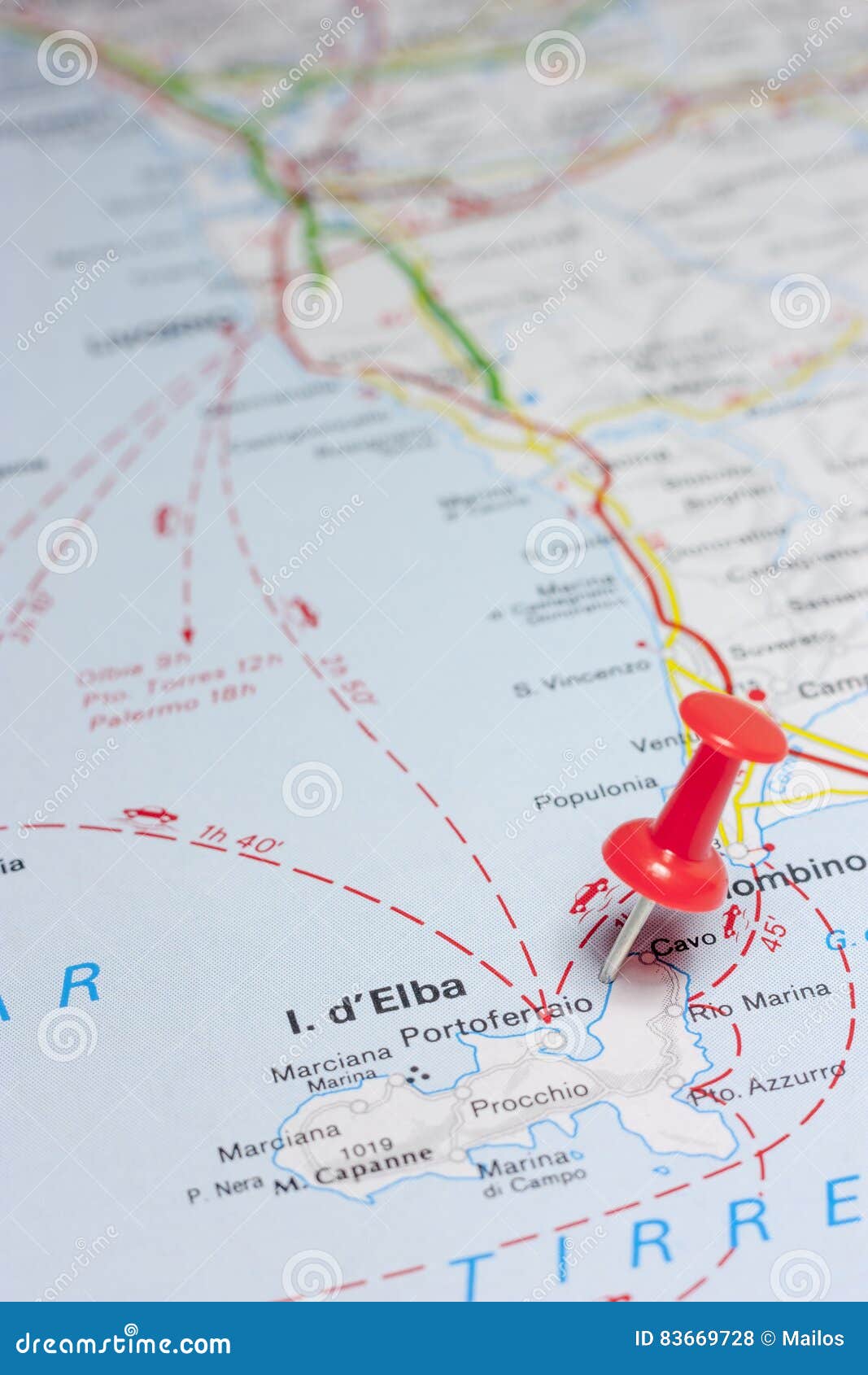 Isola D `Elba Italy on a Map Stock Photo - Image of close, country ...