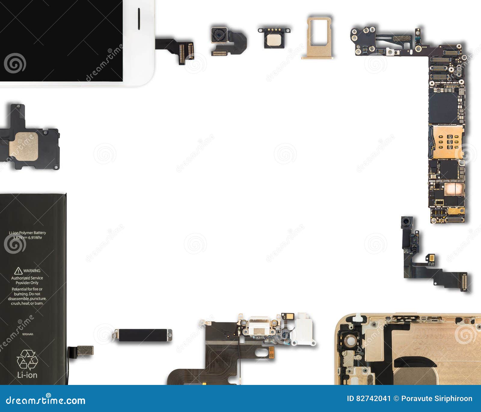 Isolado Dos Componentes De Smartphone No Branco Imagem de Stock ...