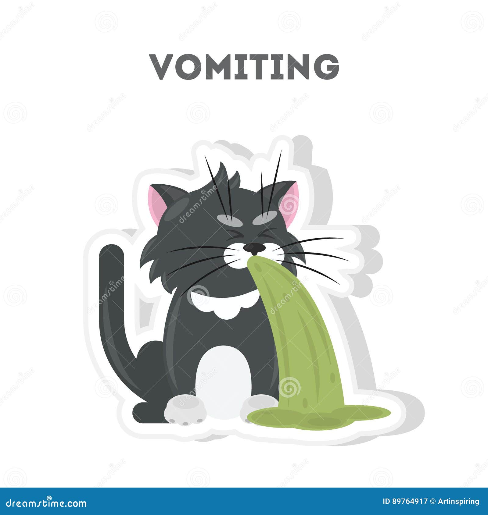 Isolado vomitando o gato ilustração do vetor. Ilustração de doente ...