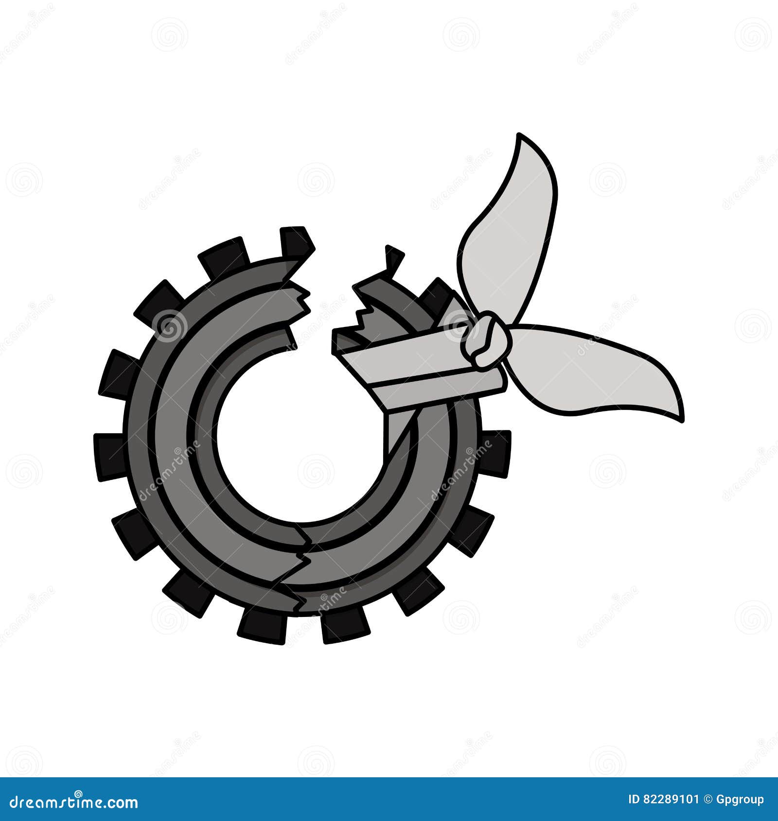 Isolatd broken gear design stock vector. Illustration of rotate - 82289101