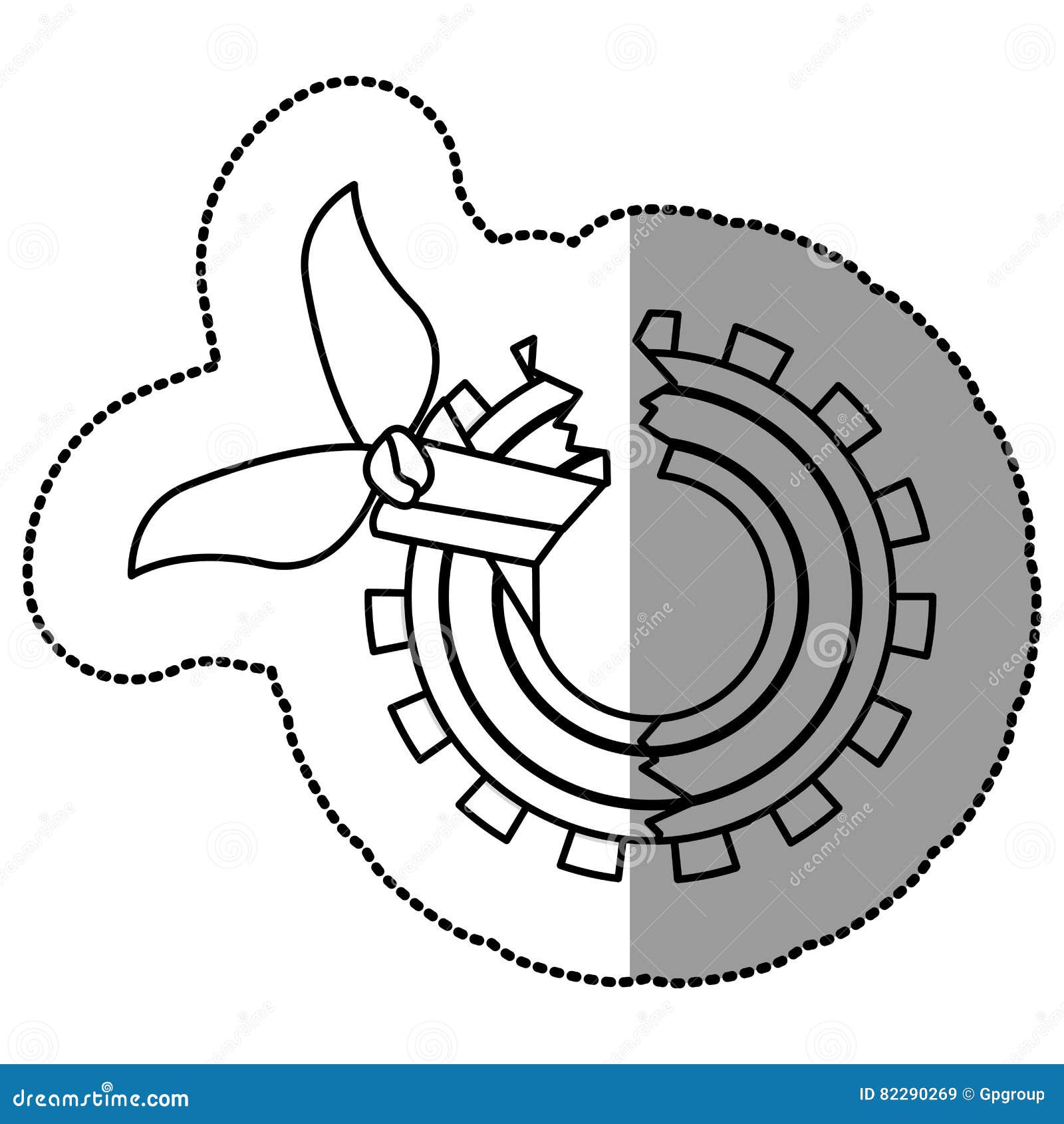 Isolatd broken gear design stock vector. Illustration of turn - 82290269