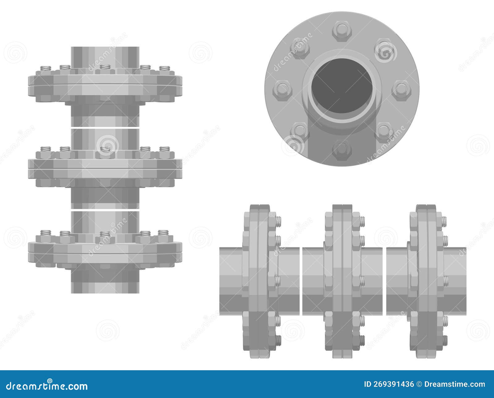 Isolate Assembly Flange on White Background (8 Holes Stock Vector ...