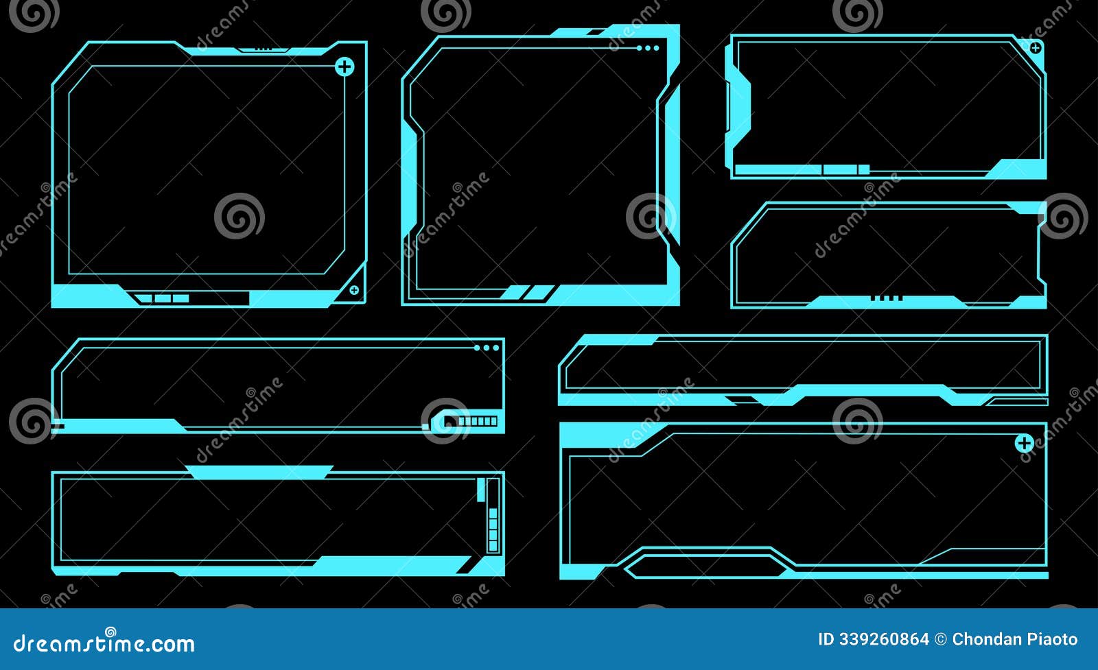 Blue Cyberpunk Text Box Interface Element Design, Text Box Template ...