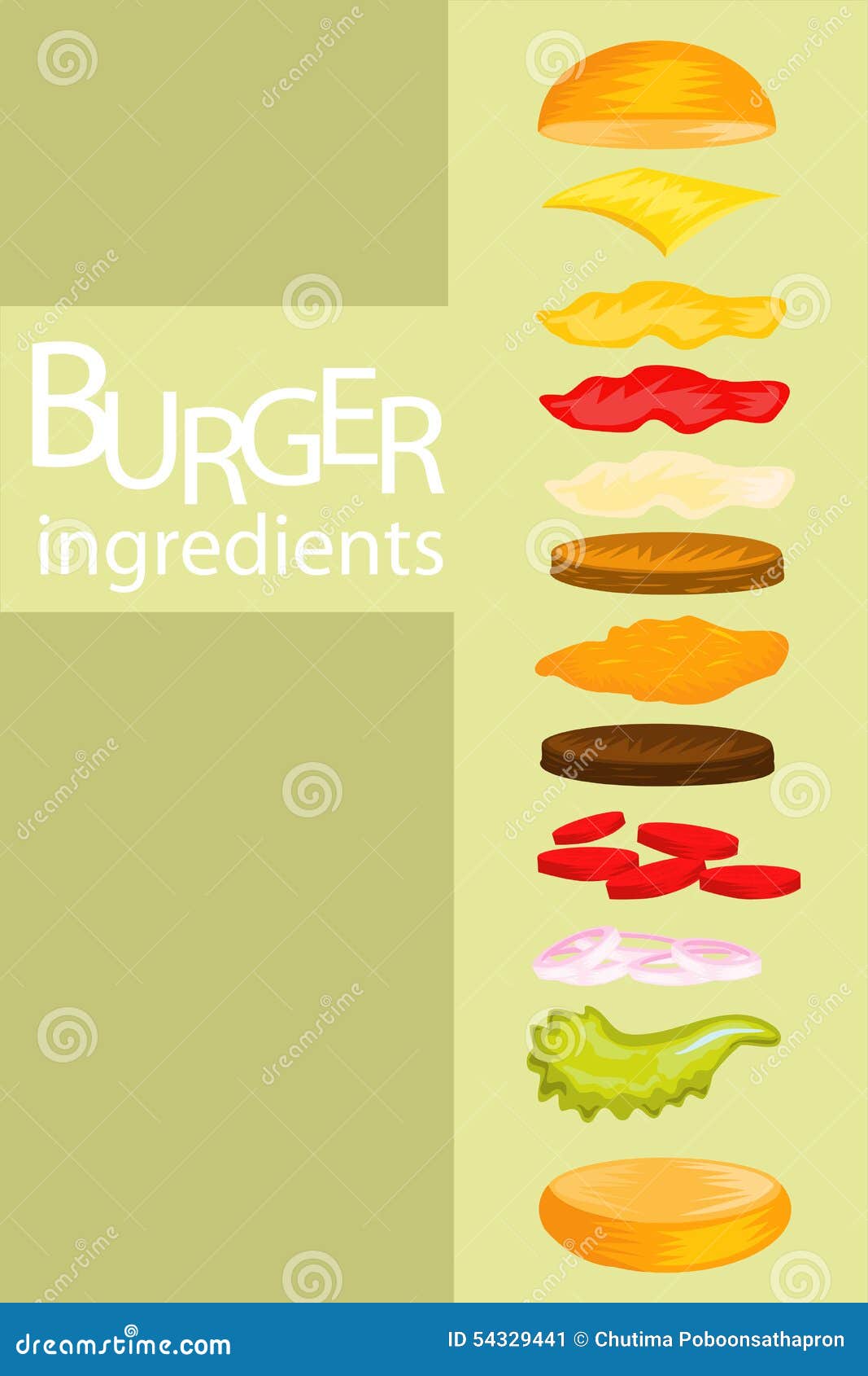 Isolate of Burger Ingredients Set Stock Illustration - Illustration of ...