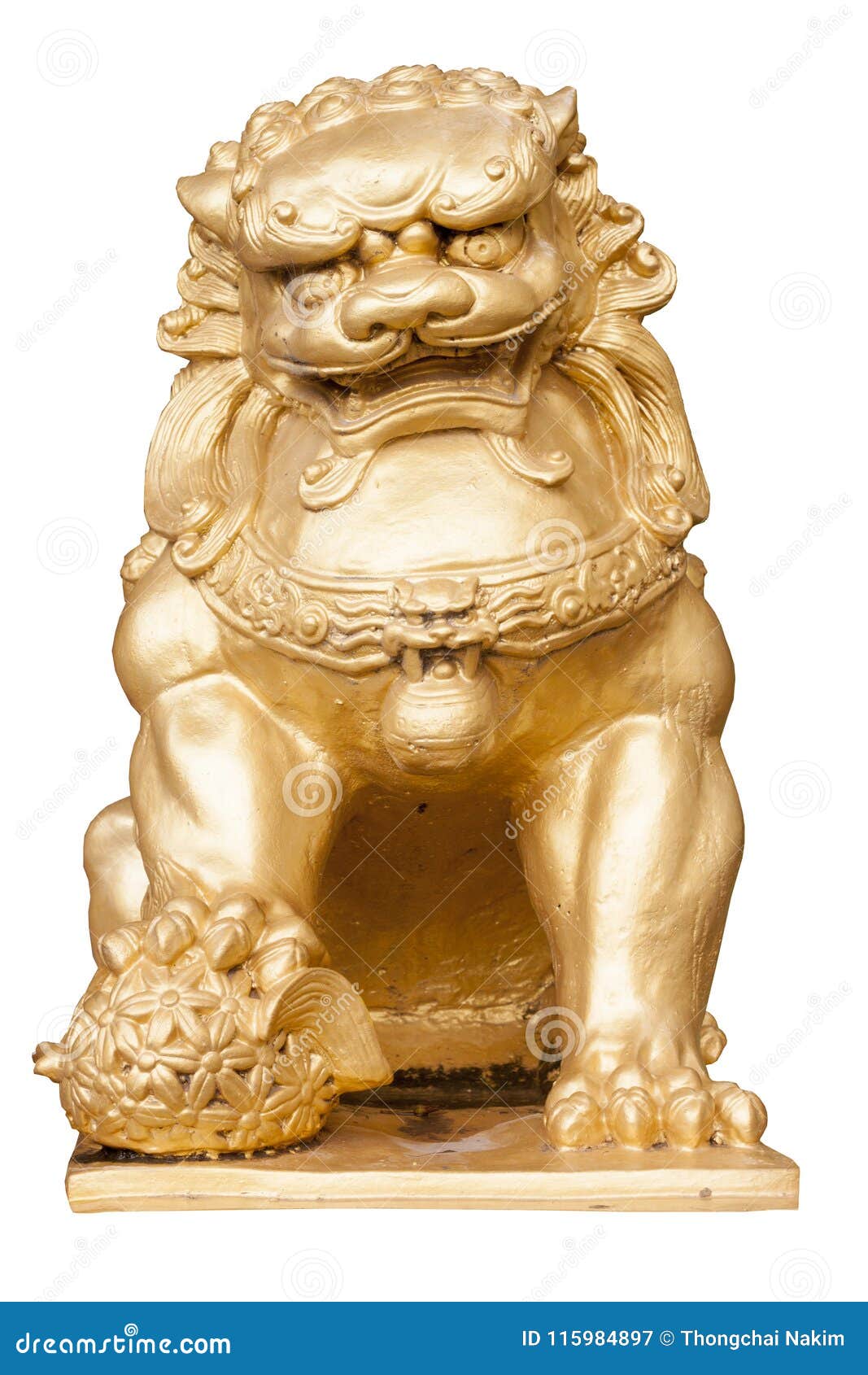 Isolate of Chinese Lion Statue. Stock Image - Image of closeup ...