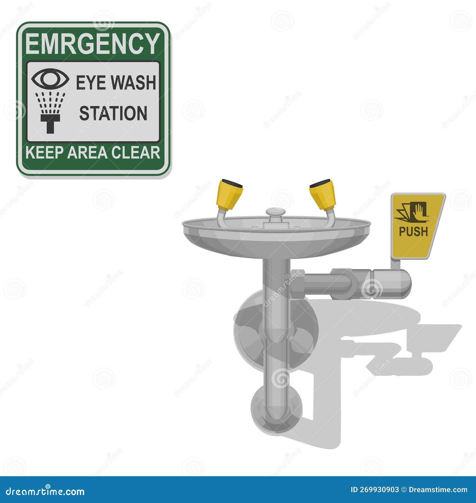 Isolate Emergency Eye Wash Shower on White Background Stock Vector ...