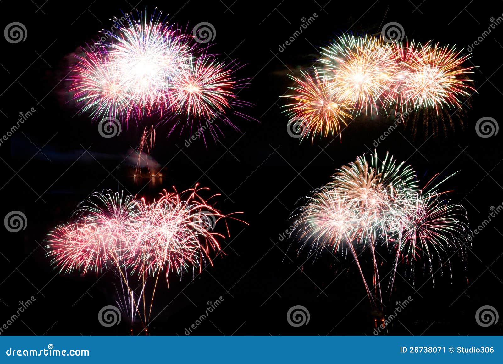 Isolate Fireworks on a Black Sky Stock Image - Image of festive ...