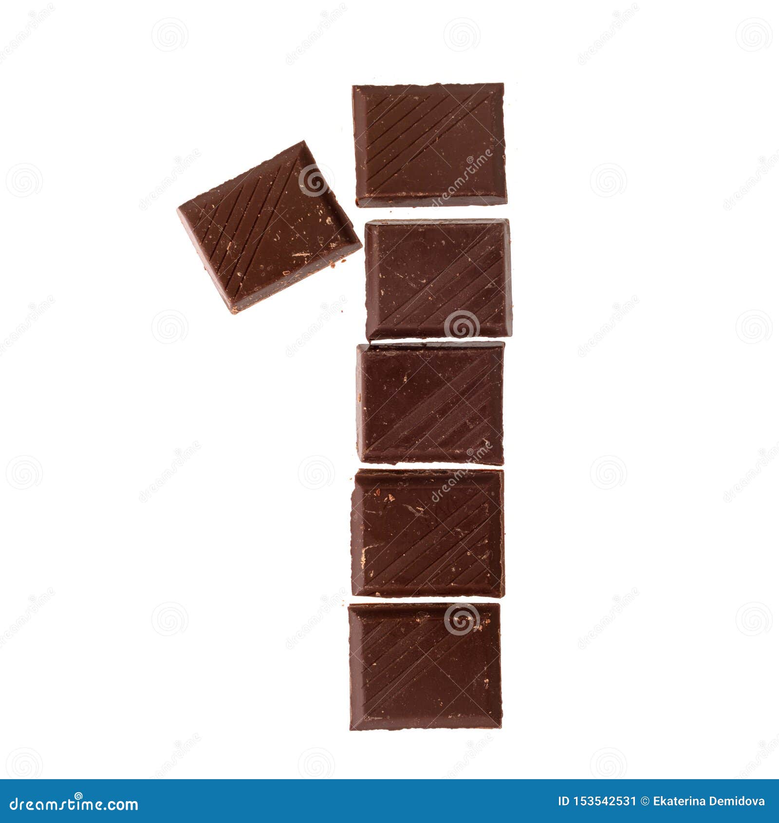 Isolate Font Chocolate Pieces Number One Stock Image - Image of design ...
