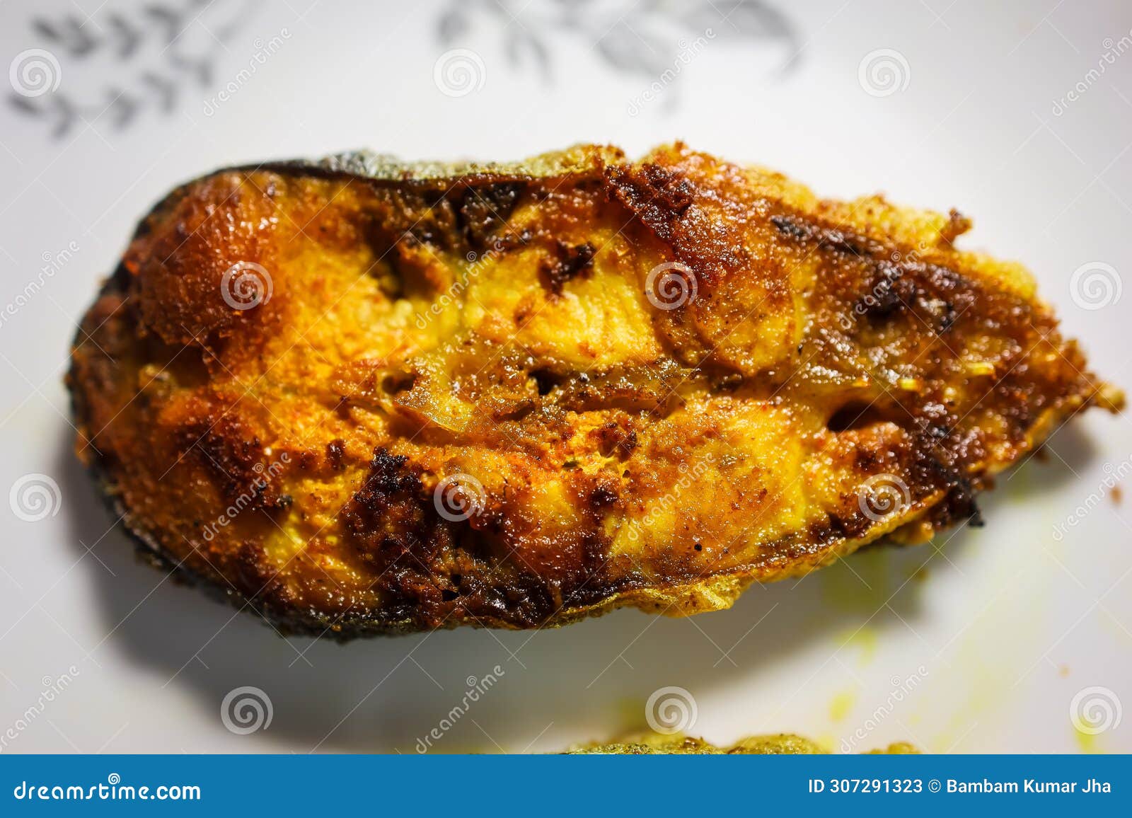 Isolate Fried Fish Kept at White Plat at Home from Different Angle ...