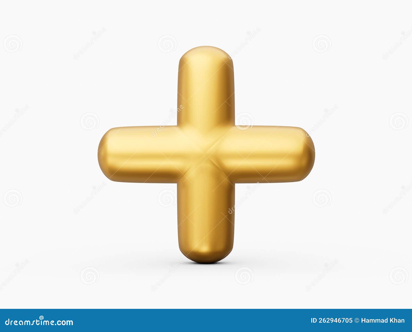 Isolate of Golden Plus Sign on White Background Positive Symbol 3d ...
