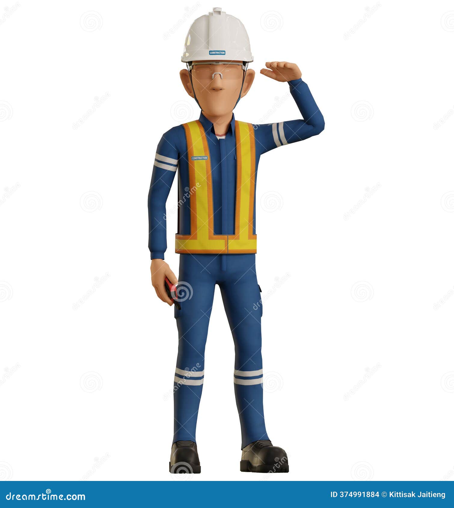 Isolate Industrial Worker With Parade Rest Pose On Transparent B Stock ...
