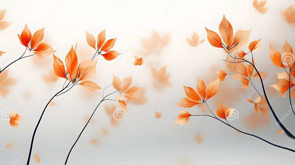 Isolate Leaves Movement Falling Slow Down on Solid Backgrounds 3d ...
