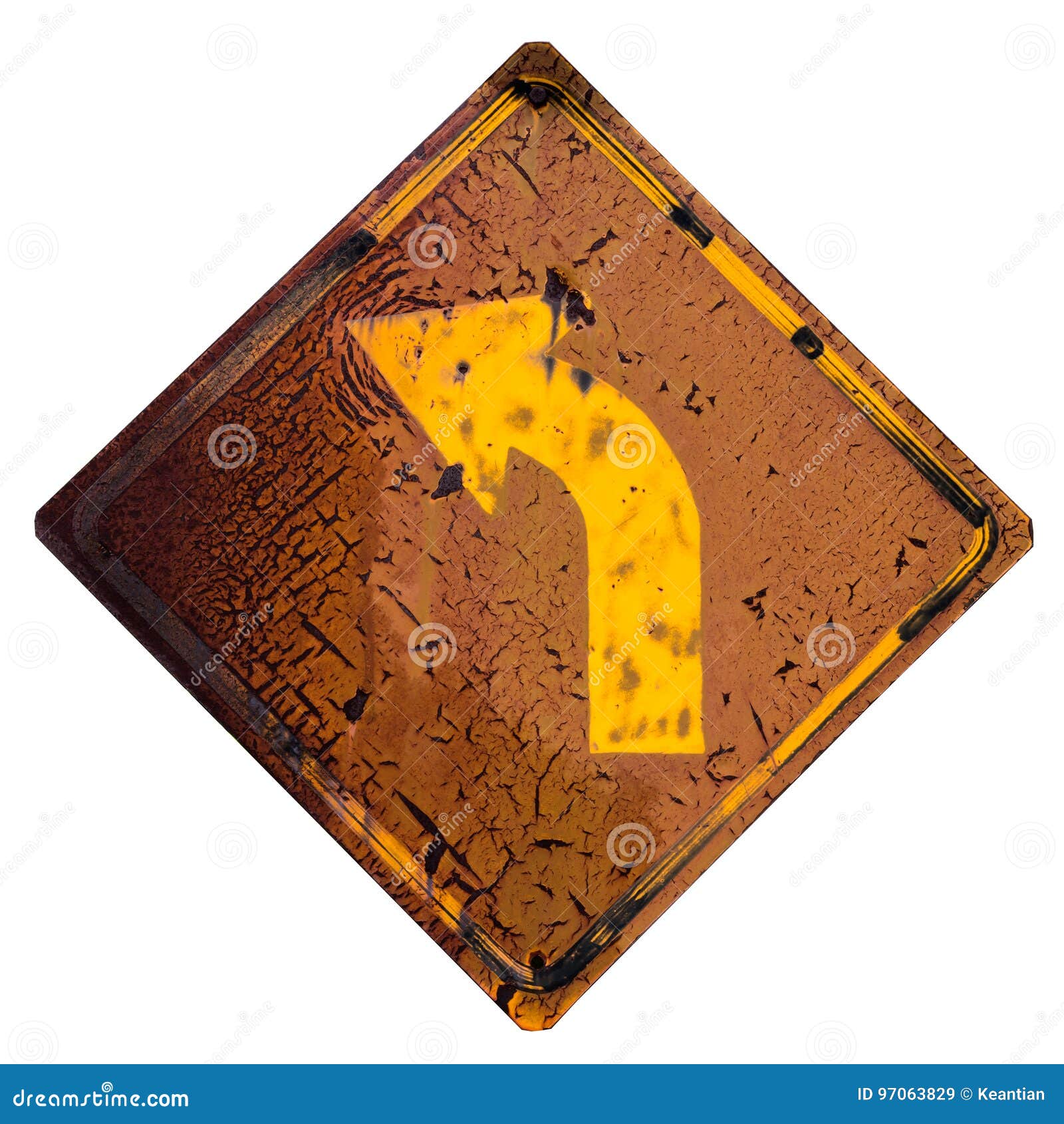 Isolate Old Left Turn Sign. Stock Image - Image of metal, rust: 97063829
