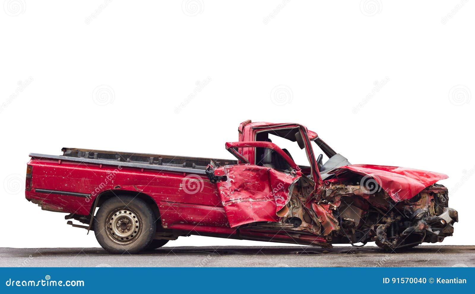 Isolate Old Red Car Demolished. Stock Photo - Image of drive, risk ...